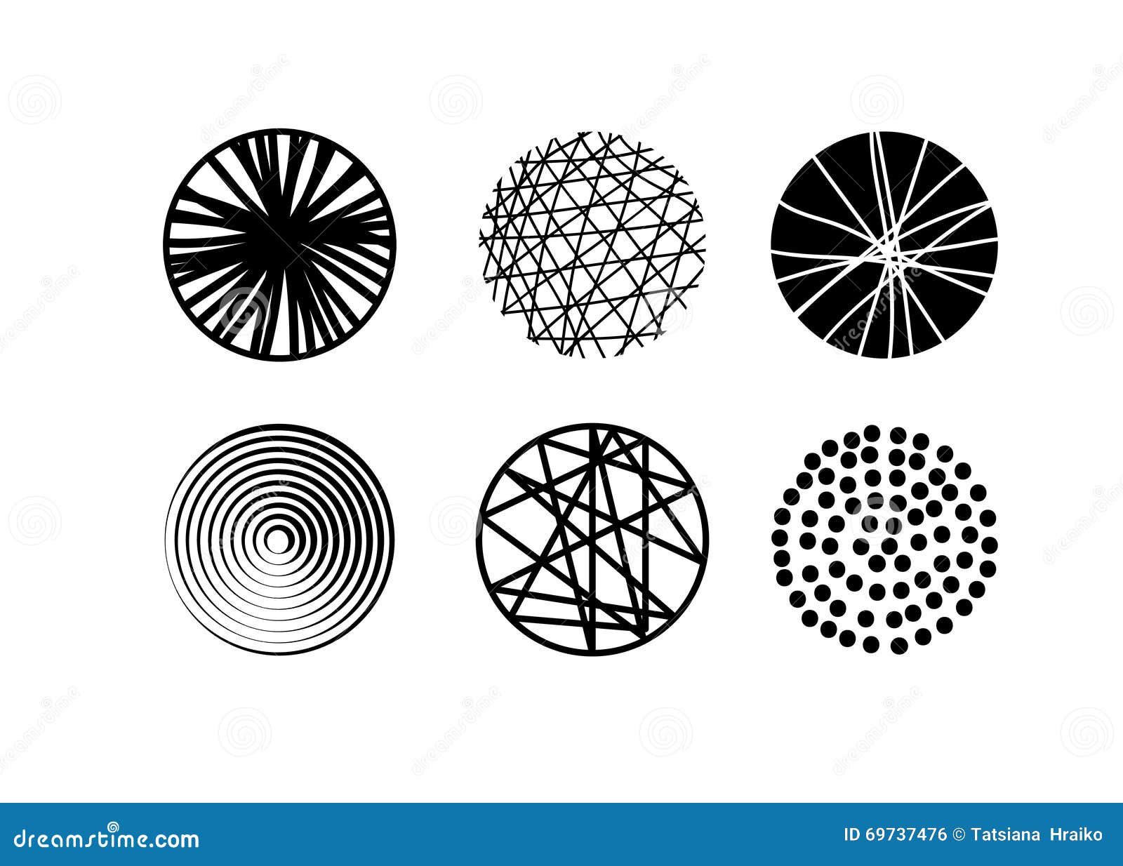 Set of Textures in the Circle for Design. Collection of Trendy Hand ...