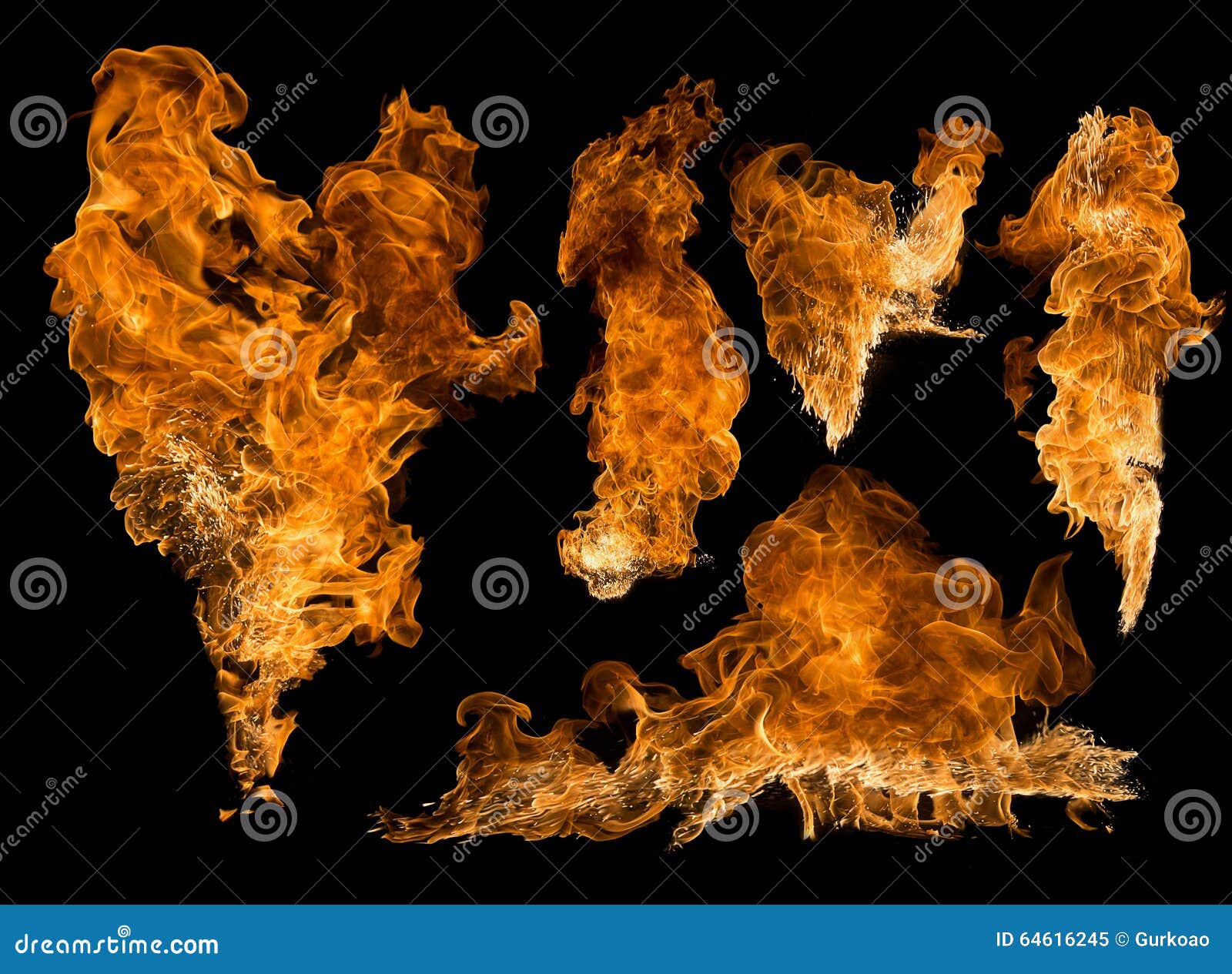 Set of textures flame stock image. Image of glowing, burn - 64616245