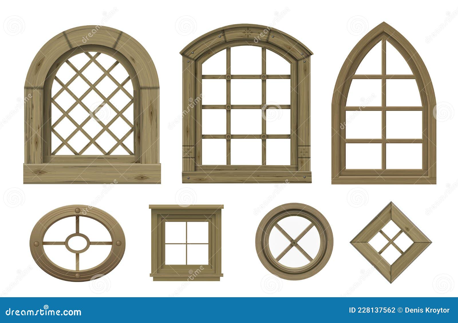 Set of Textures of Wooden Vintage Windows Vector Stock Vector ...