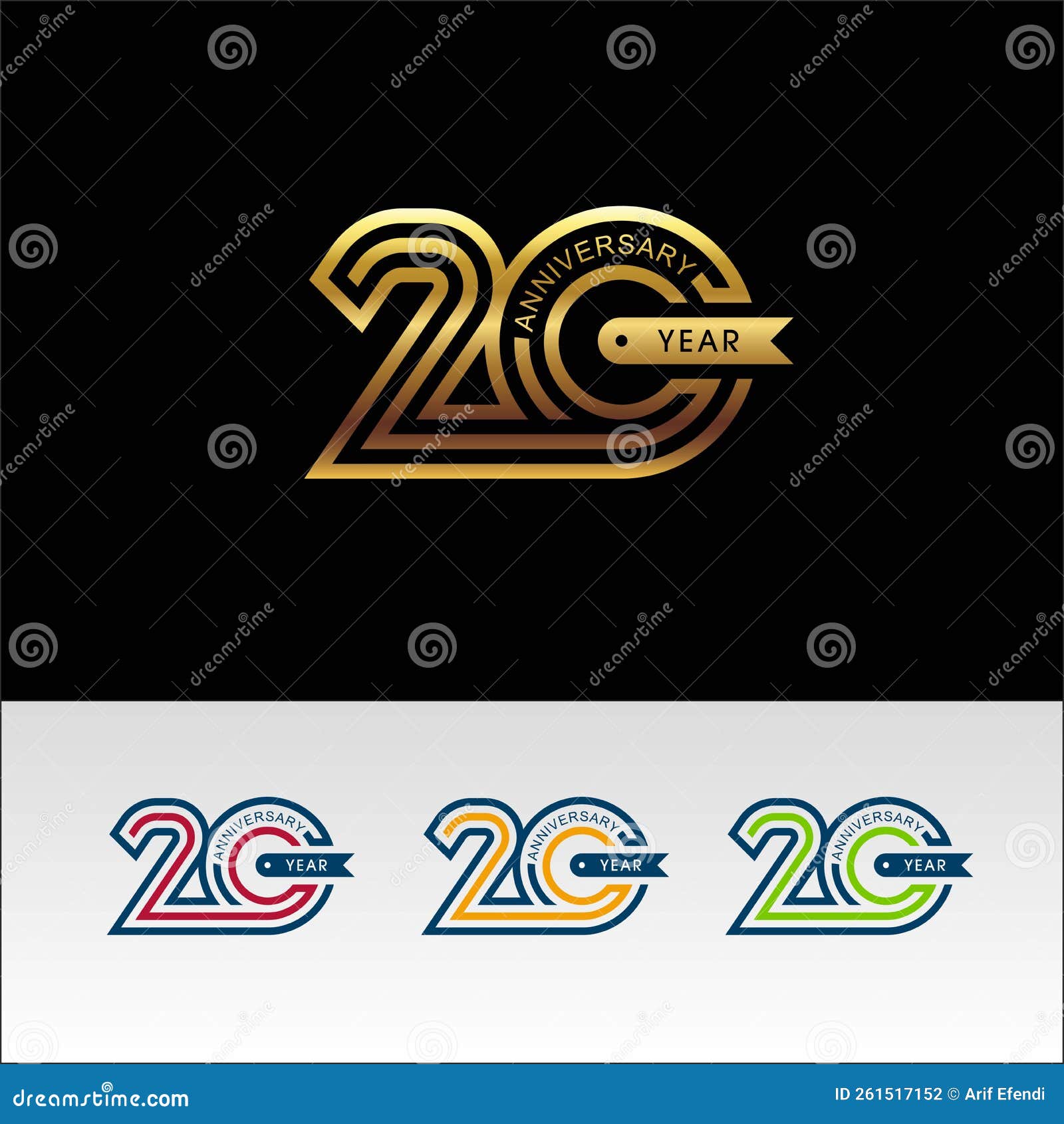 Set of 20th Anniversary Logo Design Stock Vector - Illustration of ...