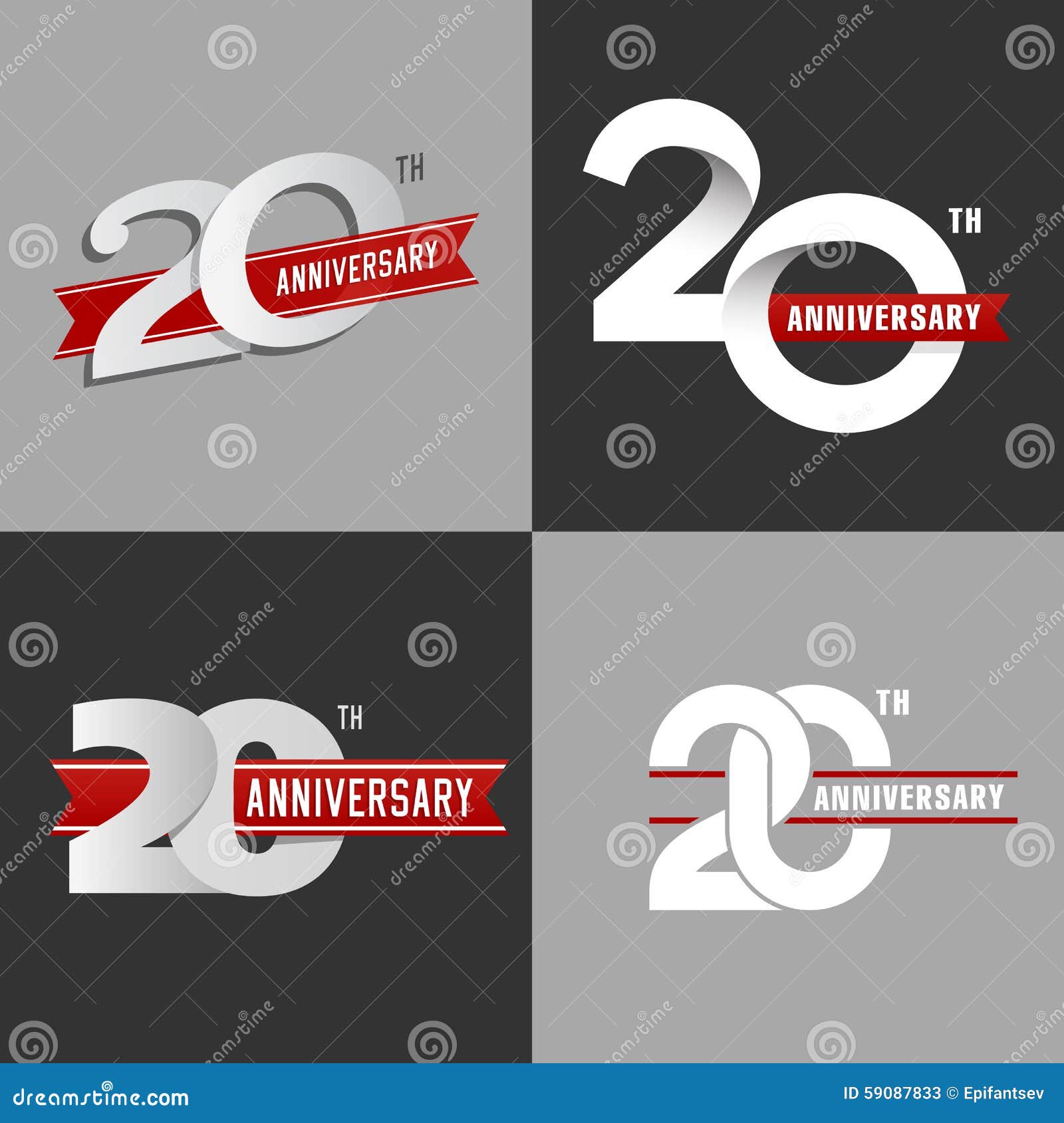 The Set of 20th Anniversary Signs. Stock Vector - Illustration of ...