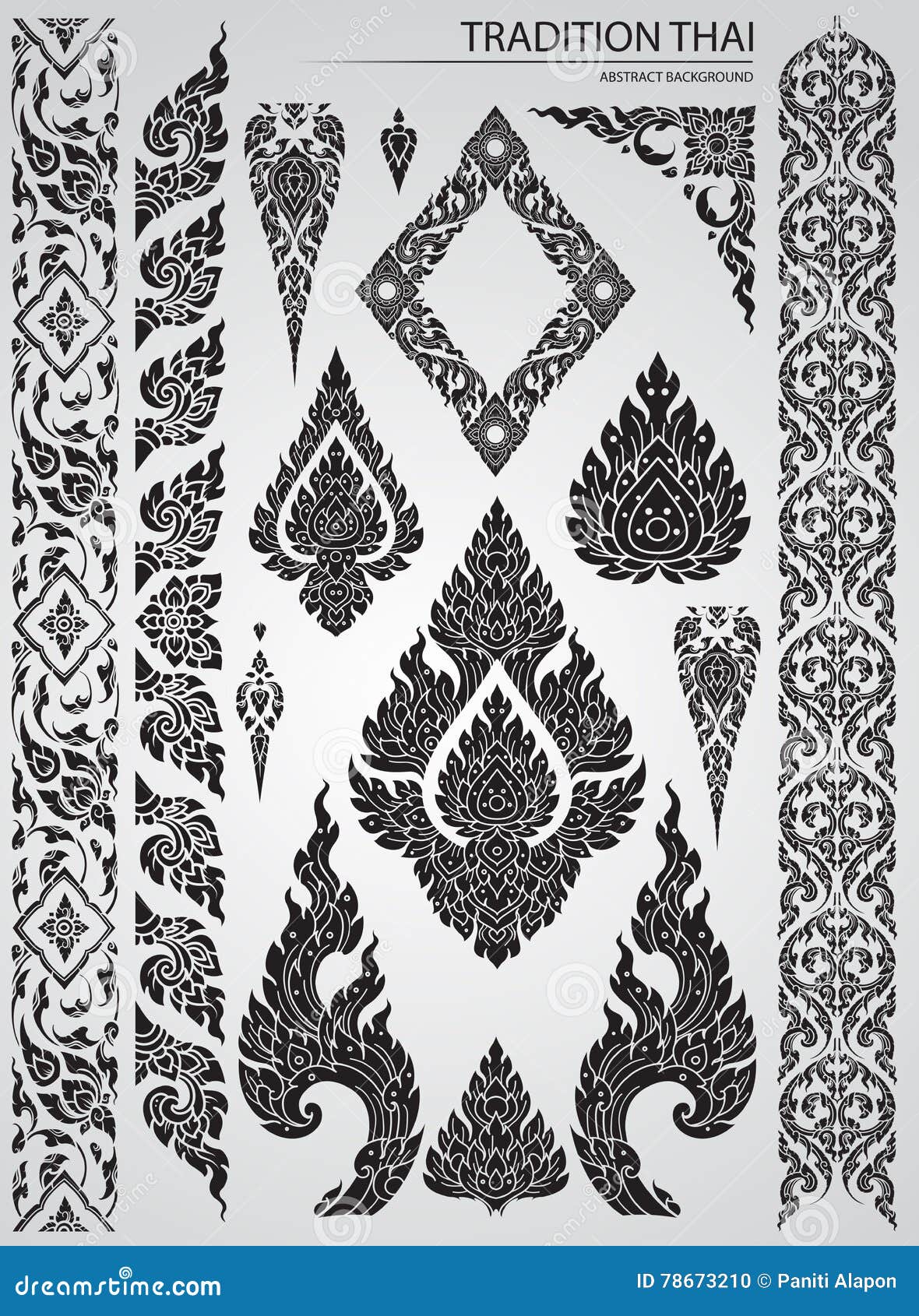 Set of Thai Art Element, Decorative Motifs. Ethnic Art, Icon Vector ...