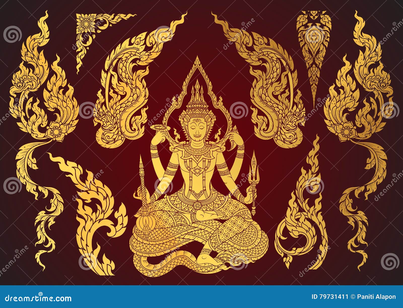 Set of Thai Art Element, Decorative Motifs. Ethnic Art, Icon Vector ...
