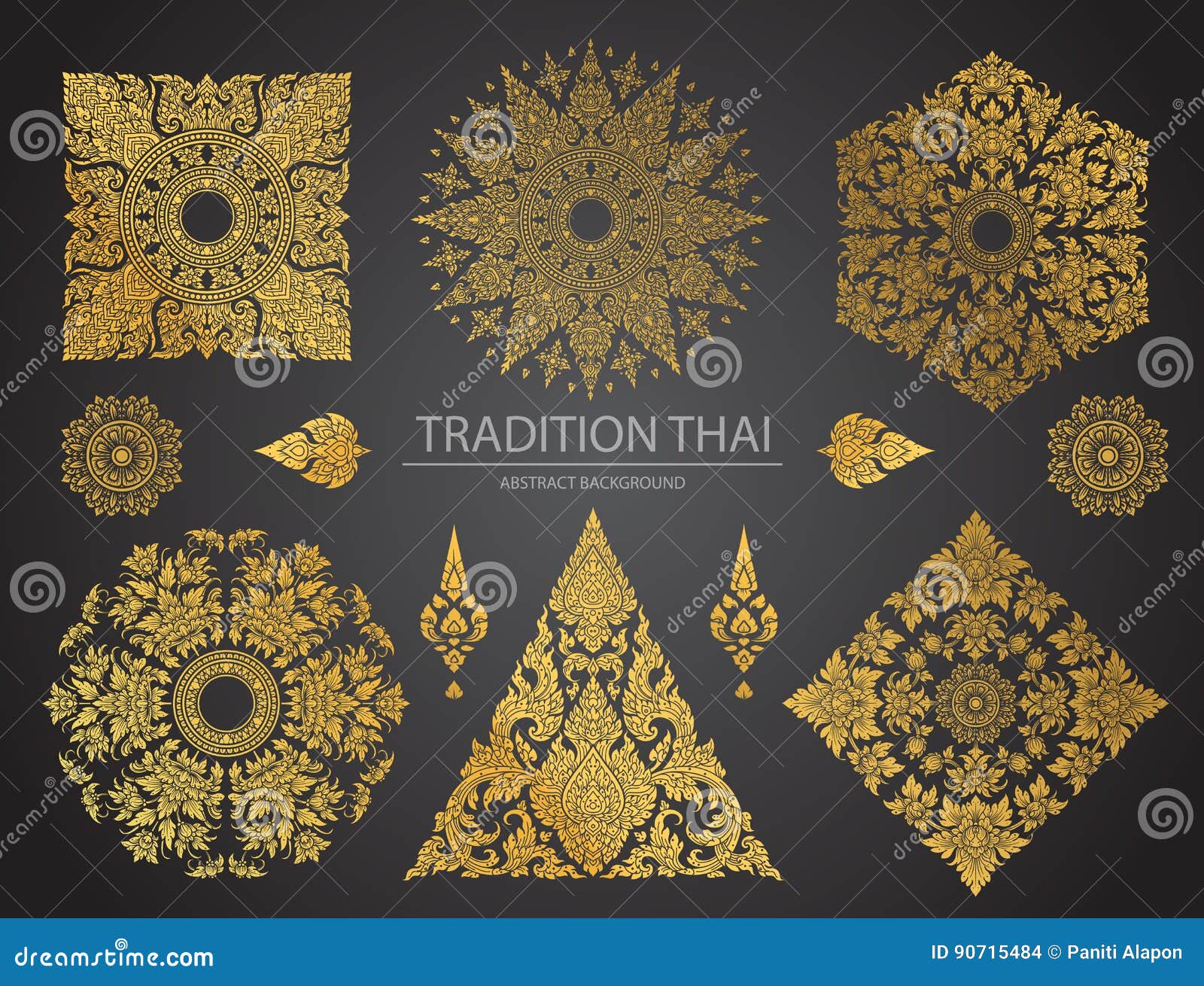 Set of Thai Art Element, Decorative Motifs. Ethnic Art, Icon Stock ...