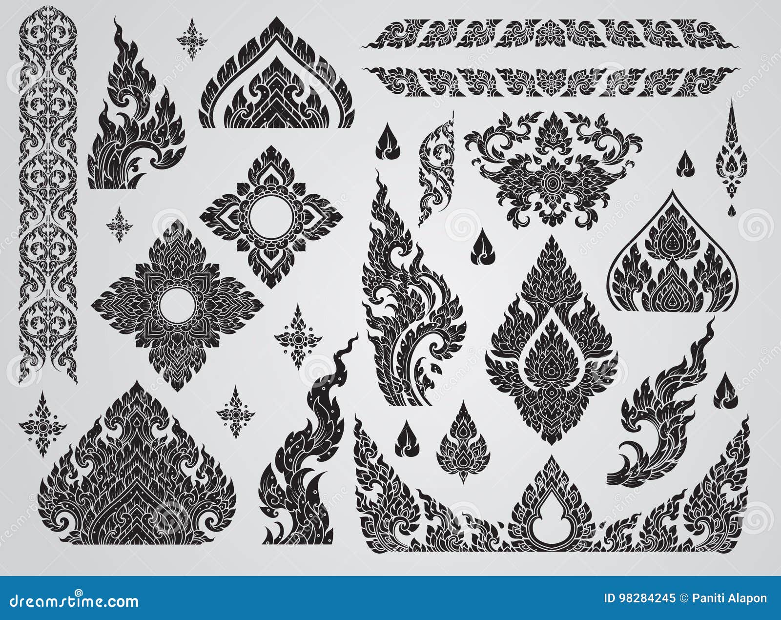 Set of Thai Art Element, Decorative Motifs. Ethnic Art, Icon Stock ...
