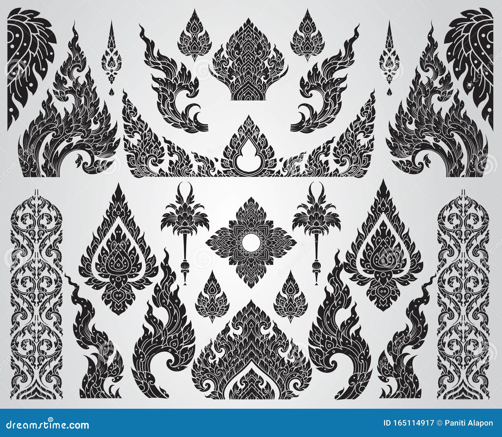 Set of Thai Art Element, Decorative Motifs. Ethnic Art, Stock Vector ...