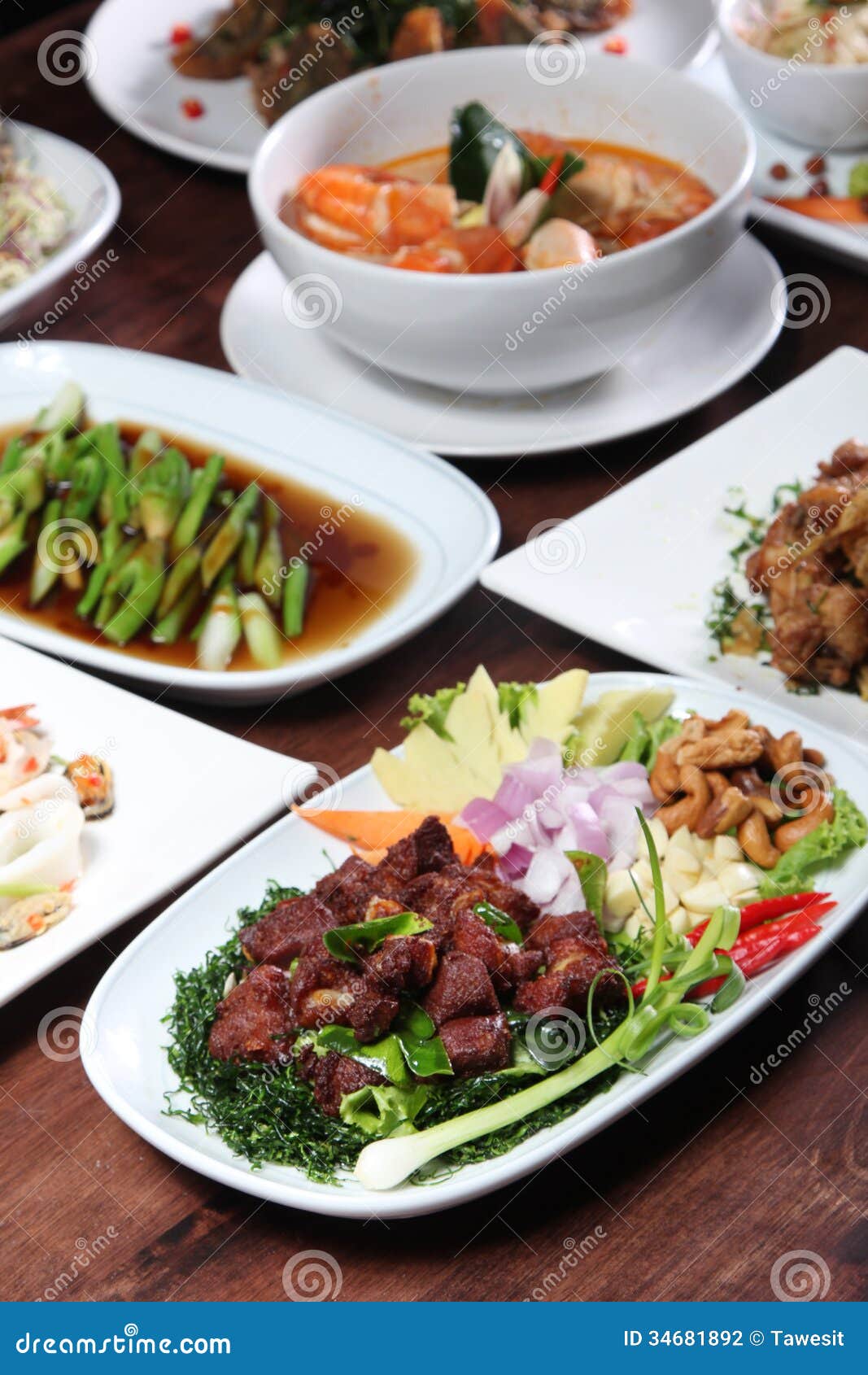 Set of Thai food menu stock photo. Image of asian, prawn - 34681892