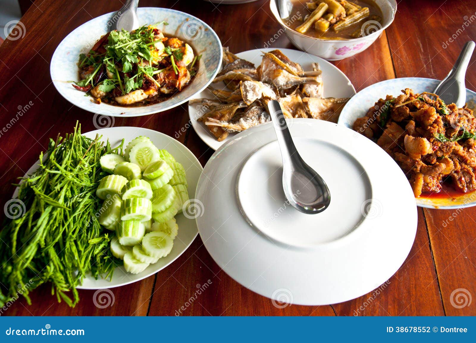 Set of Thai Food Popular Menu Stock Photo - Image of dish, banquet ...