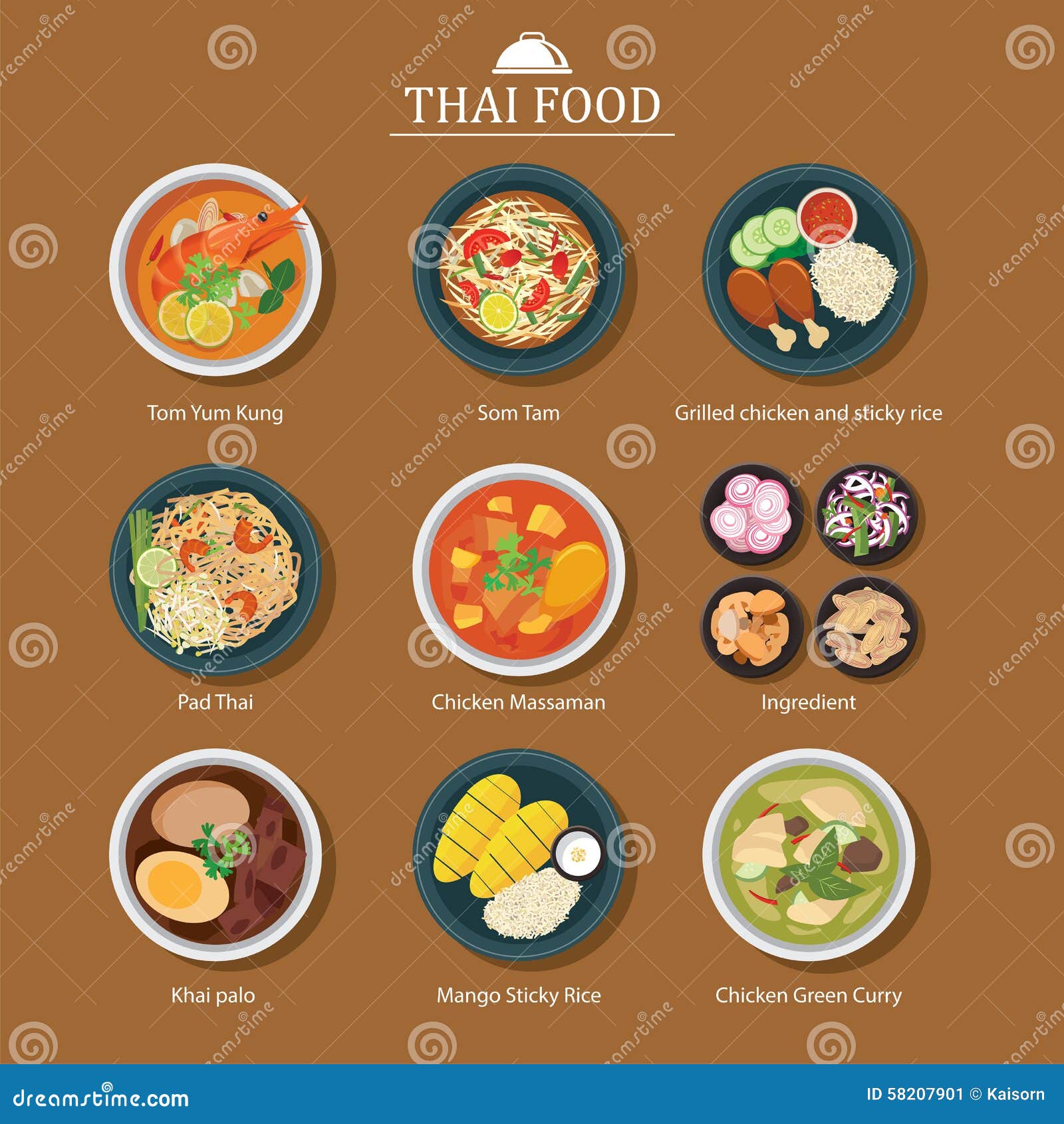 Thai Food Menu Card Template Or Tri-Fold Brochure Layout For Stock ...