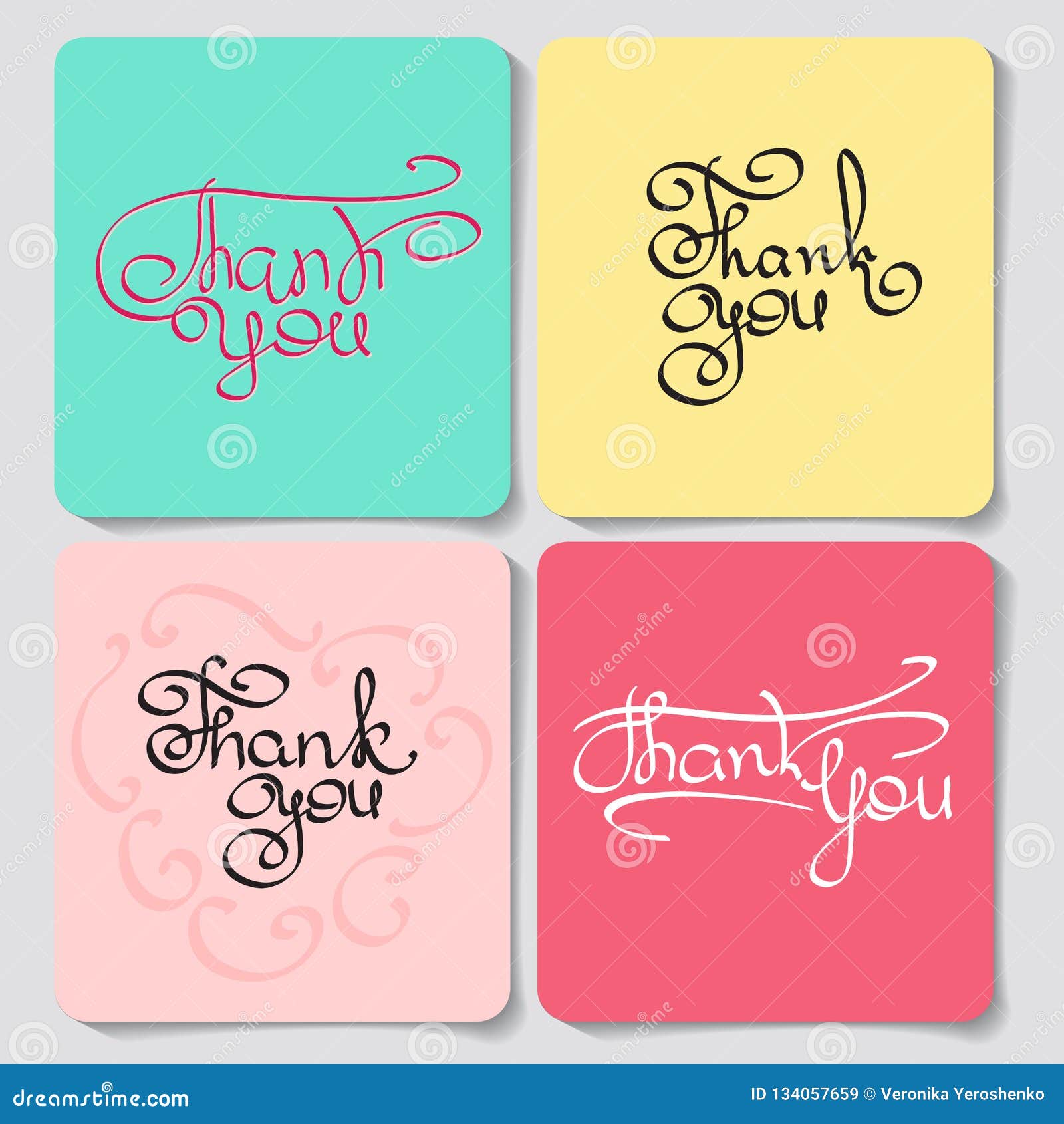 A Set of Thank You Lettering. Vector Stock Vector - Illustration of ...