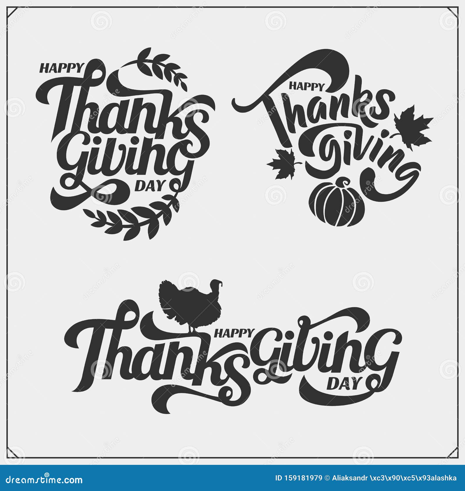 Set of Thanksgiving Day Emblems, Labels and Design Elements for ...