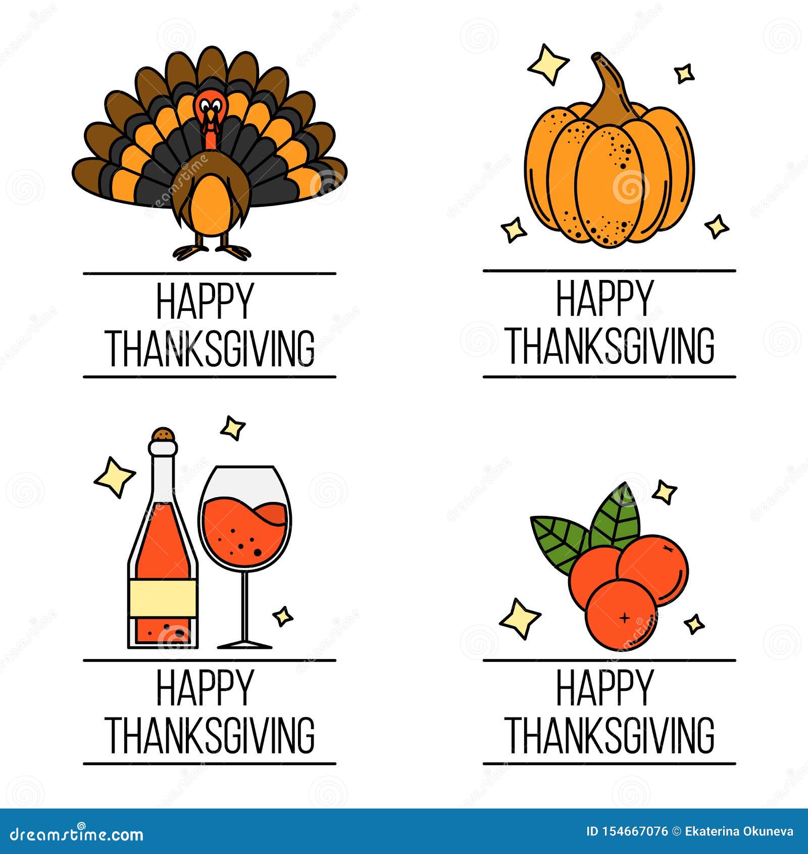 Set of Thanksgiving Logos. Vector Illustration Stock Vector ...