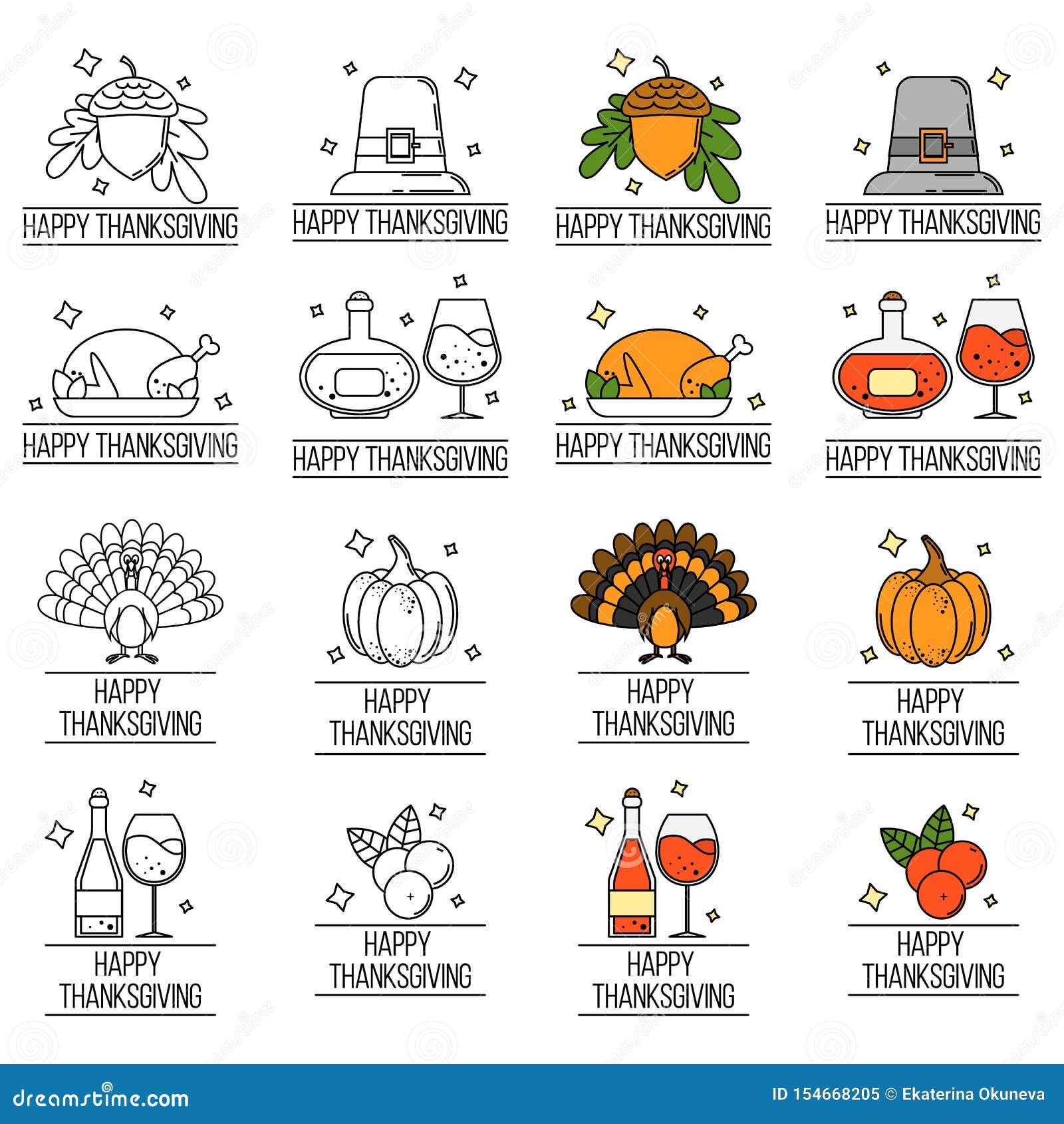 Set of Thanksgiving Logos. Vector Illustration Stock Vector ...