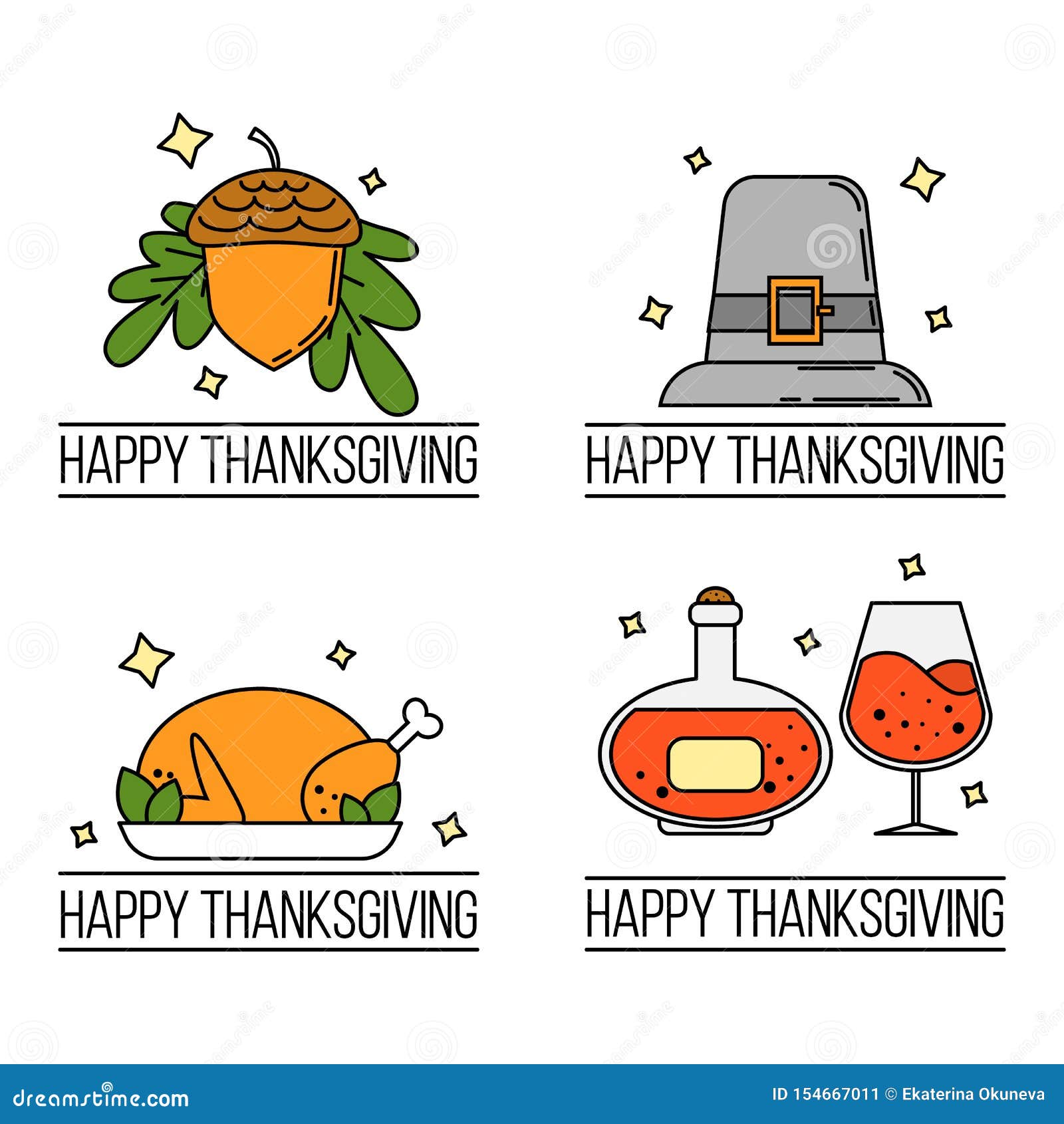 Set of Thanksgiving Logos. Vector Illustration Stock Vector ...
