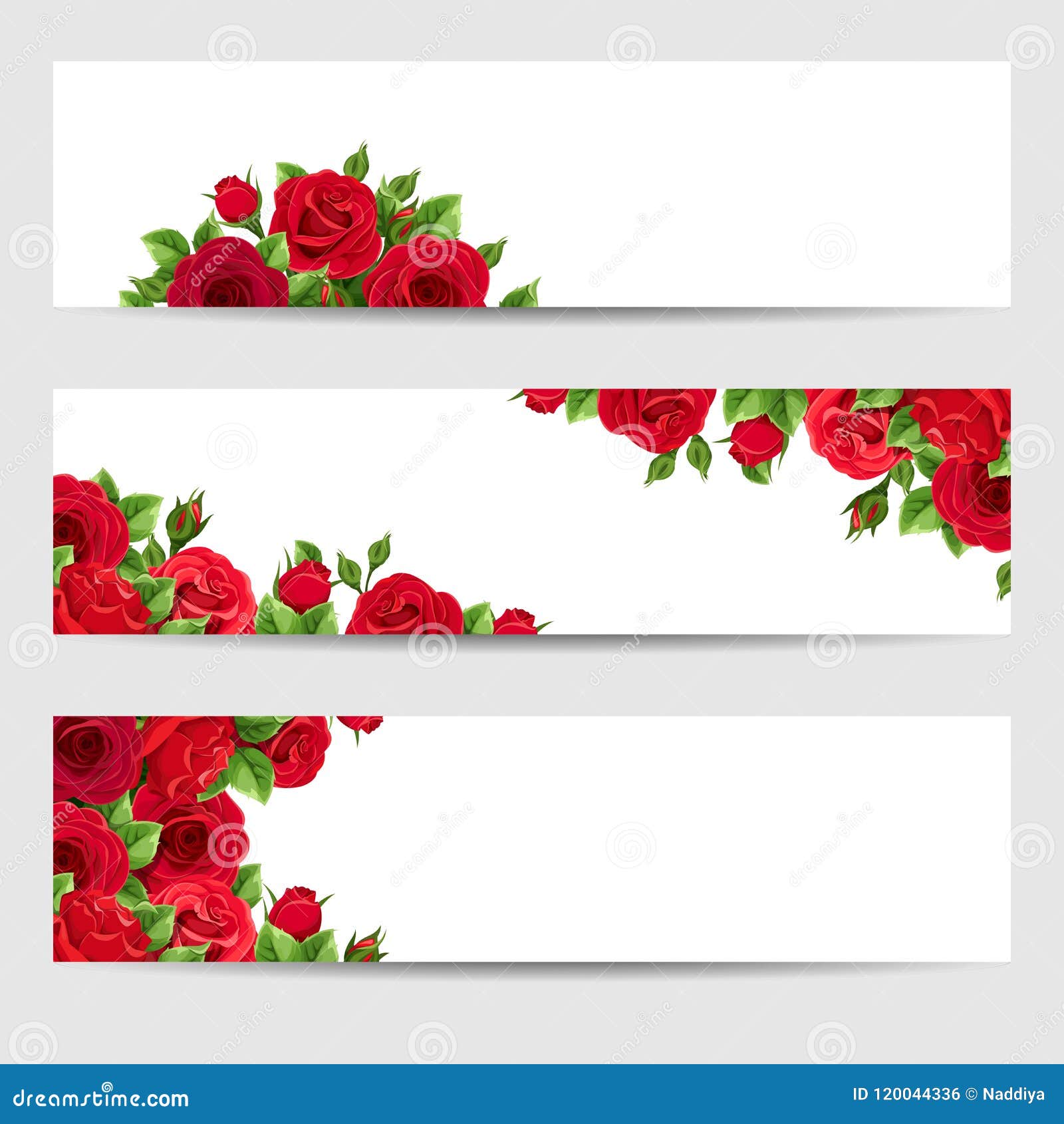 Set of Web Banners with Red Roses. Vector Illustration. Stock Vector ...