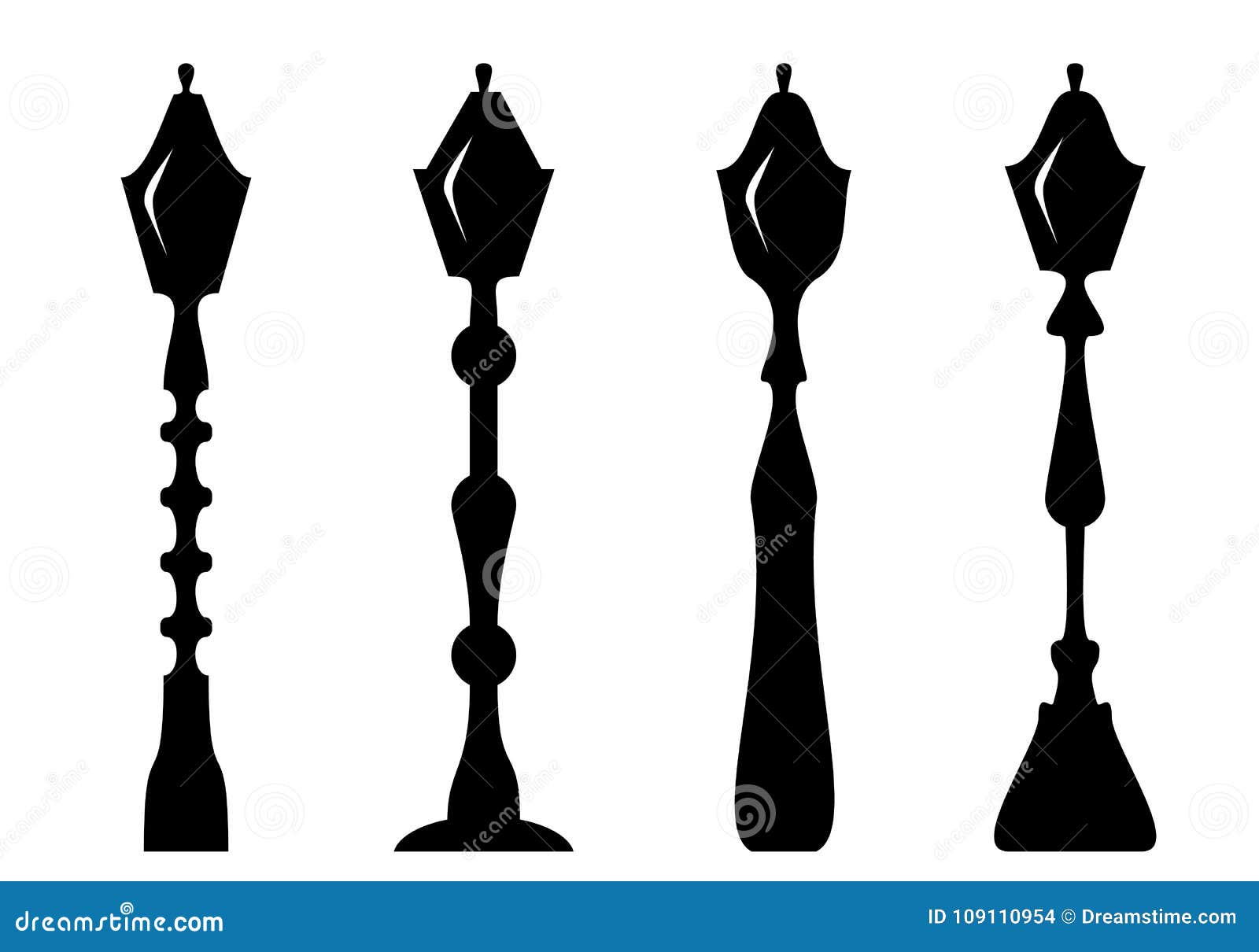 Set of Thel Amp Post. Silhouette. Isolate on White. Vector Illustration ...