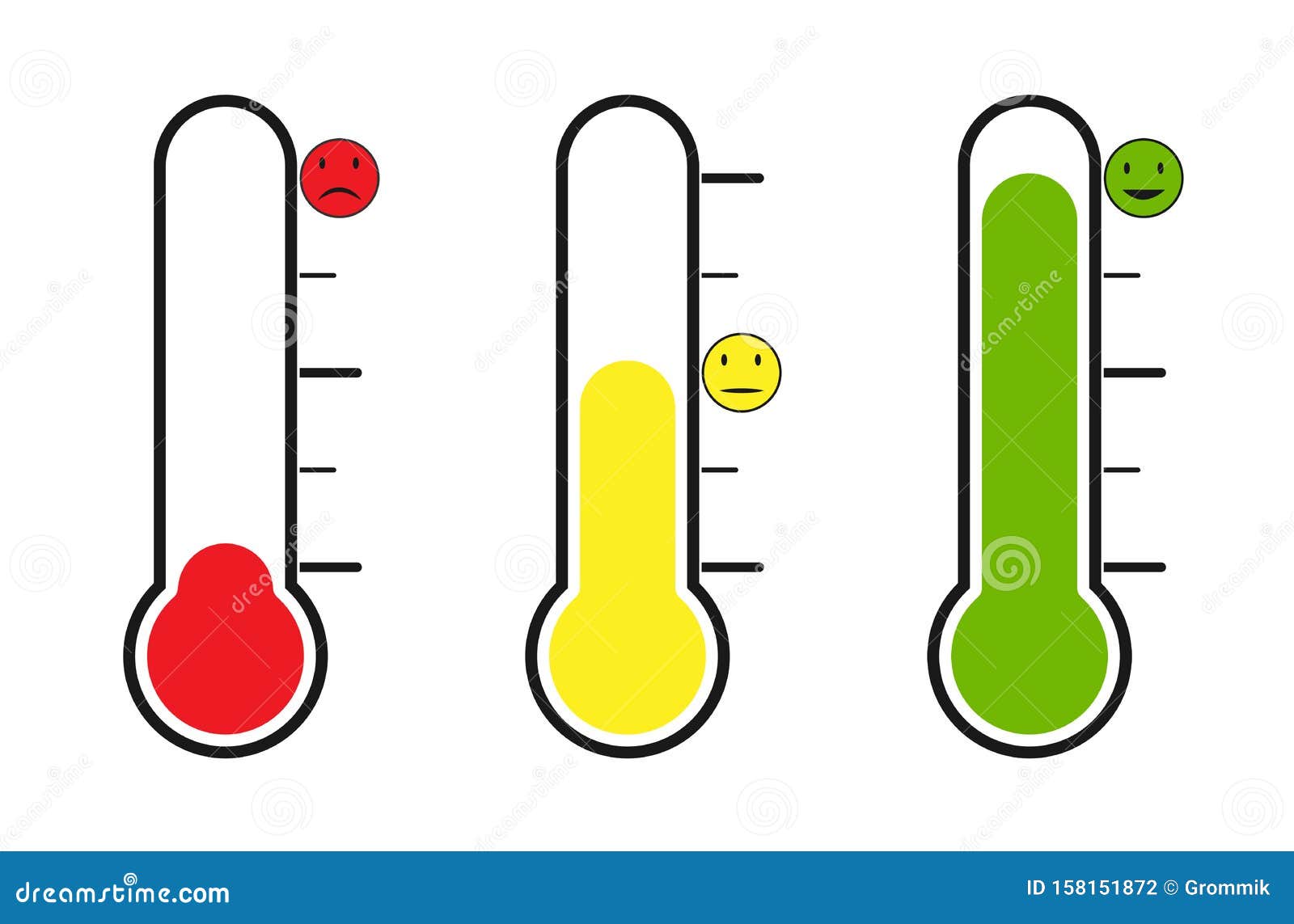 Set of Thermometer with Different Temperature. Emotions, Mood or Voting ...