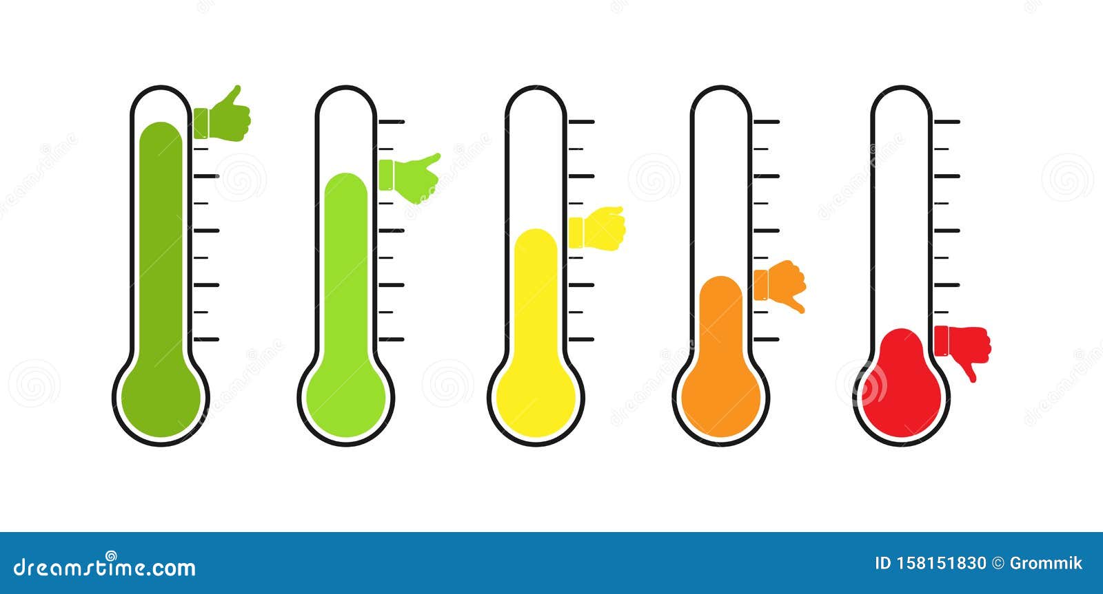 Set of Thermometers with Different Degrees of Temperature. Reflection ... Set of Thermometers with Different Degrees of Temperature. Reflection ...