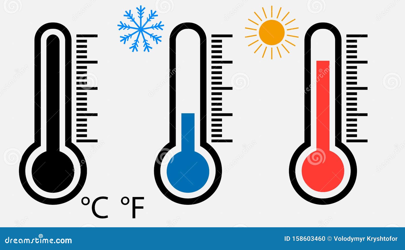 Set of Thermometers. Vector Illustration. Icons with Different ...