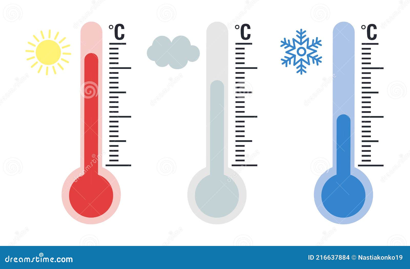 Set of Thermometers. Vector Illustration. Icons with Different ... Set of Thermometers. Vector Illustration. Icons with Different ...