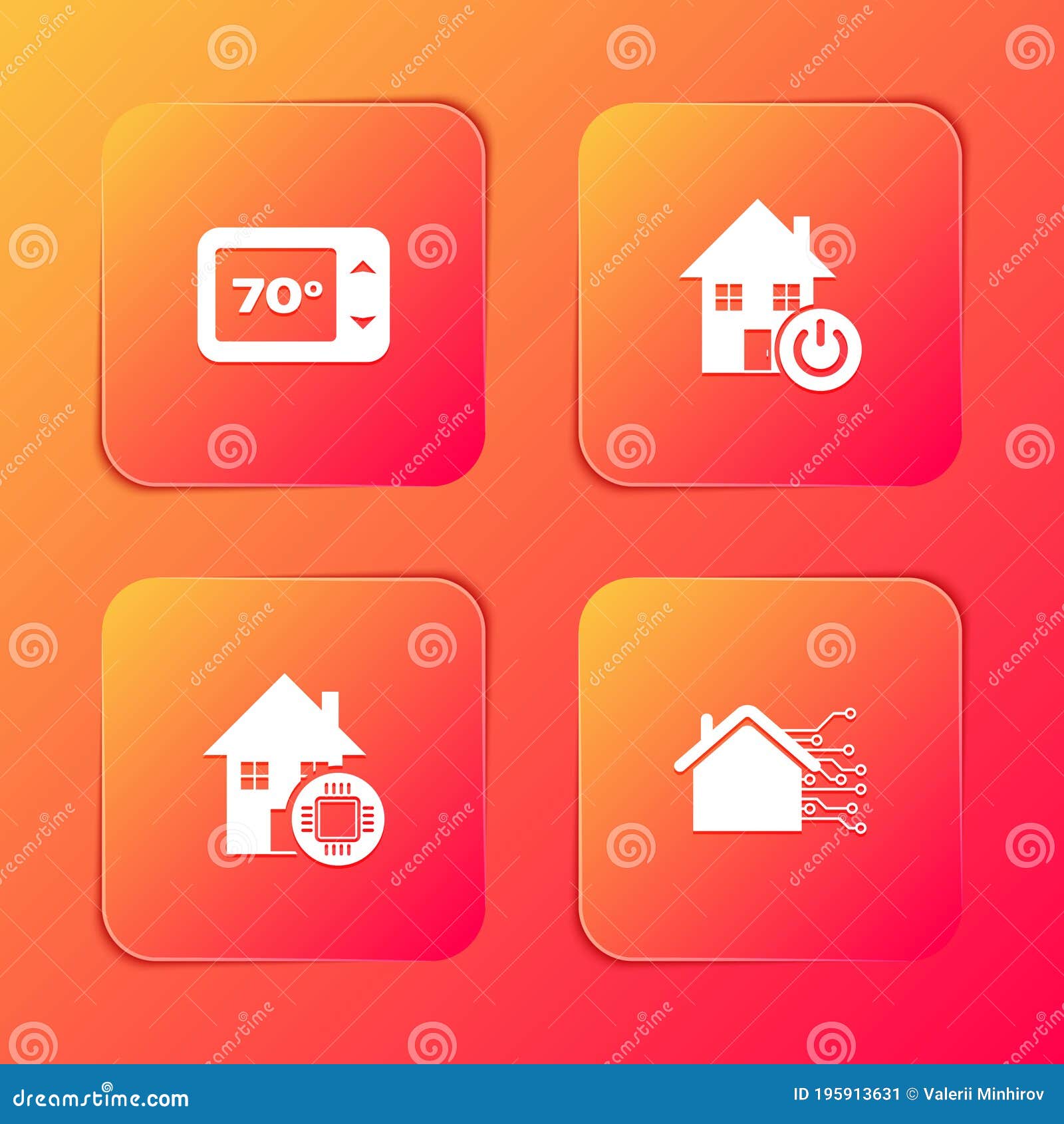Set Thermostat, Smart Home, and Icon. Vector Stock Vector ...