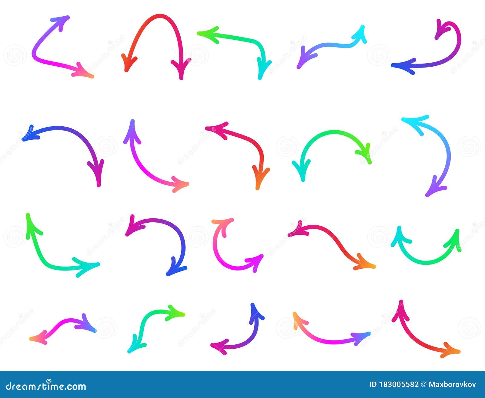 Set Of Thin Double Sided Isolated Arrows Vector Illustration ...