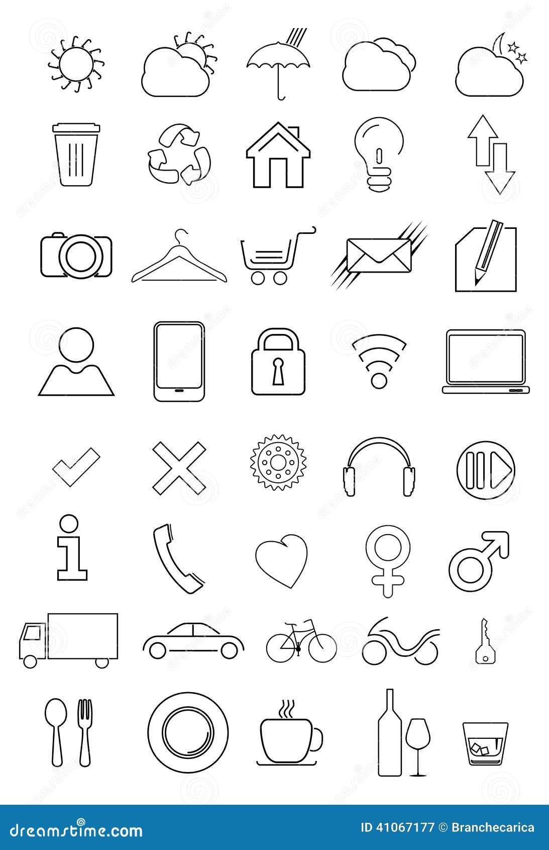 Set of thin icons stock vector. Illustration of navigation - 41067177