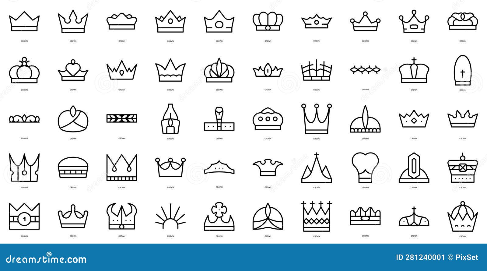 Set of Thin Line Crowns Icons. Vector Illustration Stock Vector ...