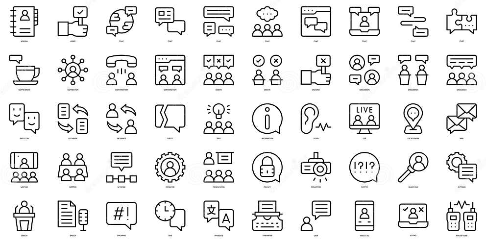 Set of Thin Line Discussion Icons. Vector Illustration Stock Vector ...