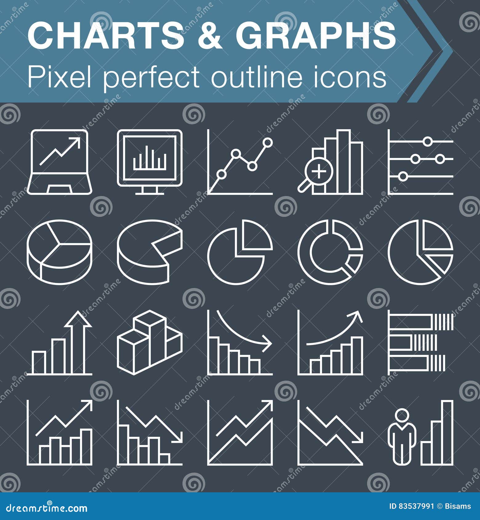 Set of Thin Line Graphs and Charts Icons. Stock Vector - Illustration ...