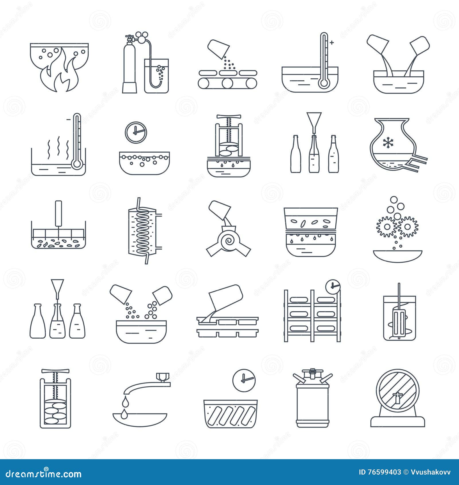 Set Of Icons Beverage Production Process Vector Illustration ...