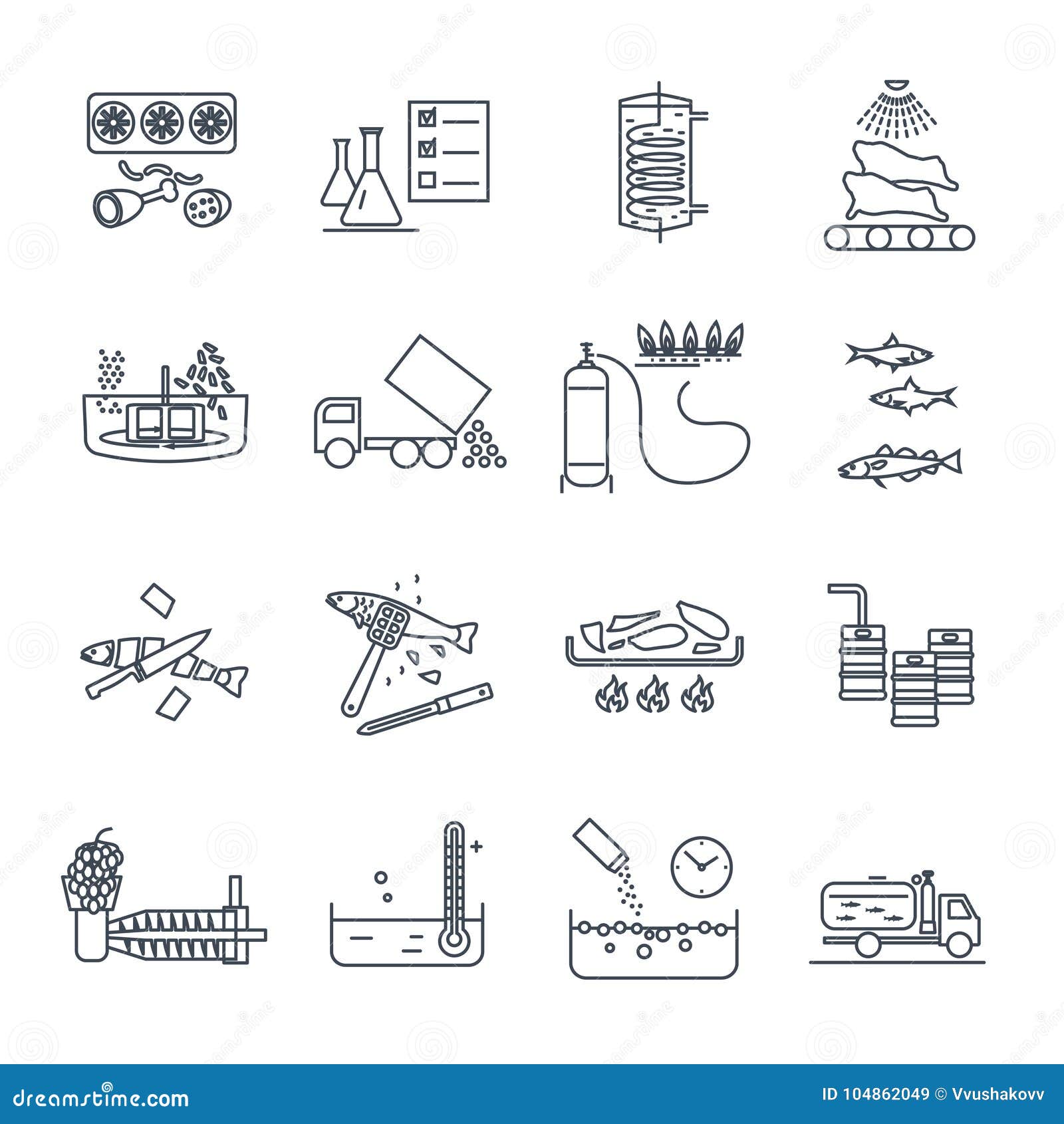 Set of Thin Line Icons Food, Meal Production Process Stock Vector ...