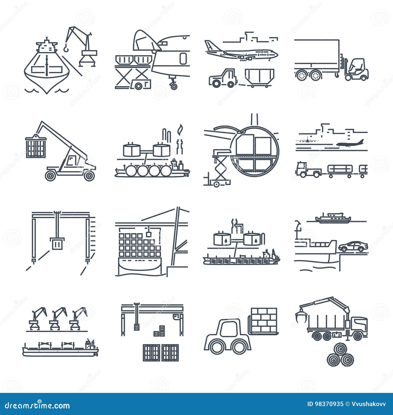 Set of Thin Line Icons Loading and Unloading of Goods Stock Vector ... Set of Thin Line Icons Loading and Unloading of Goods Stock Vector ...