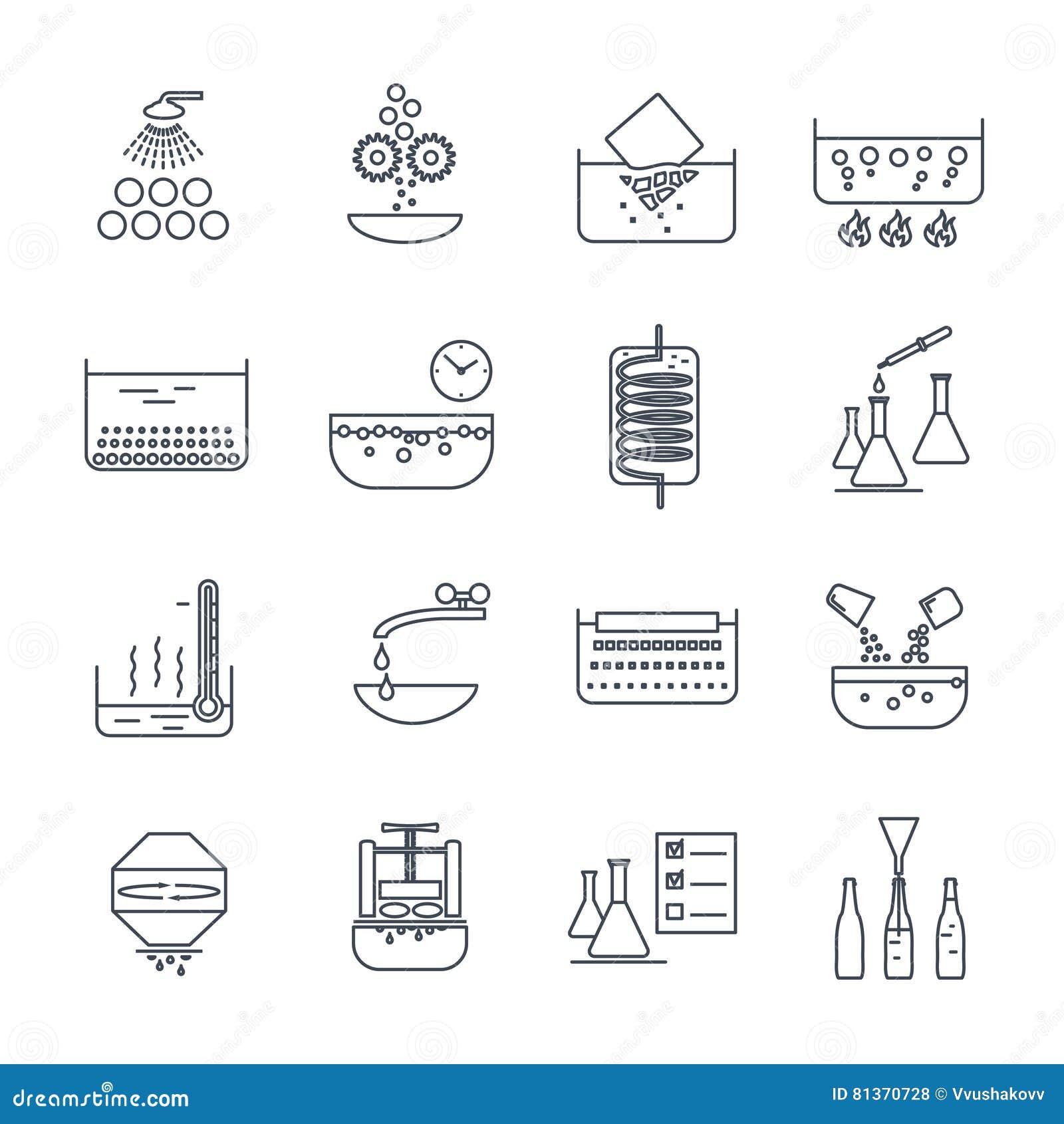 Set of Thin Line Icons Manufacture of Beverages Production Stock Vector ...
