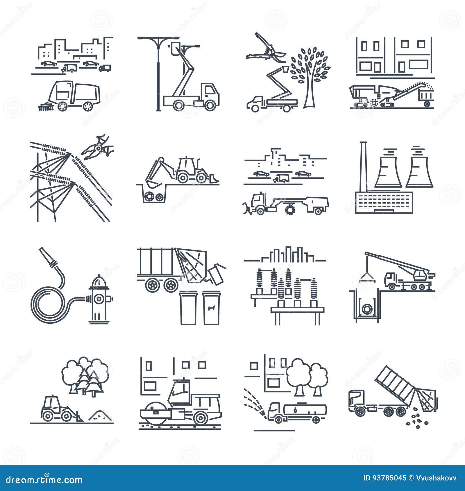Set of Thin Line Icons Public Utility, Construction Stock Vector ...