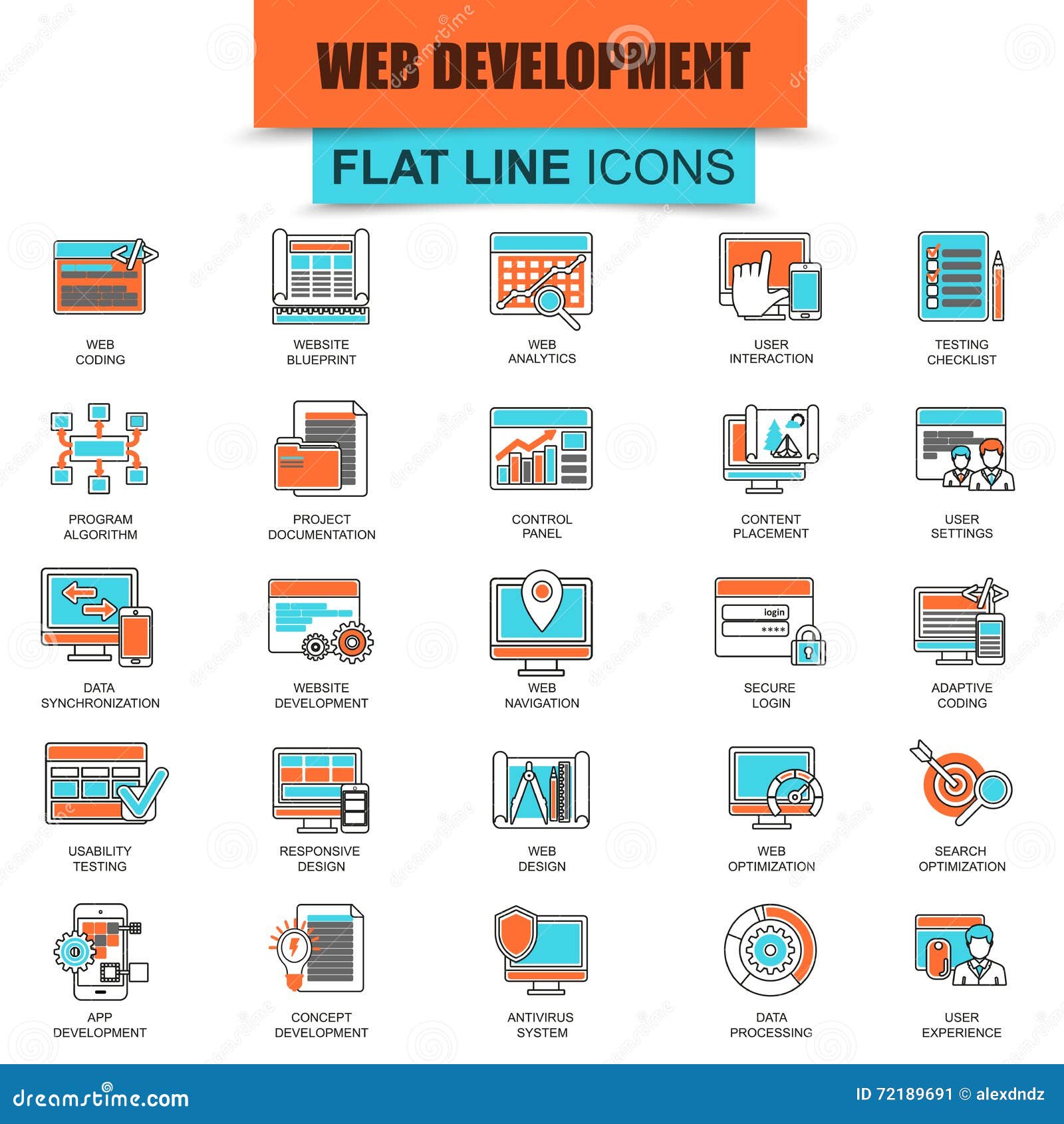 Set of Thin Line Icons Web Design and Development Stock Vector ...