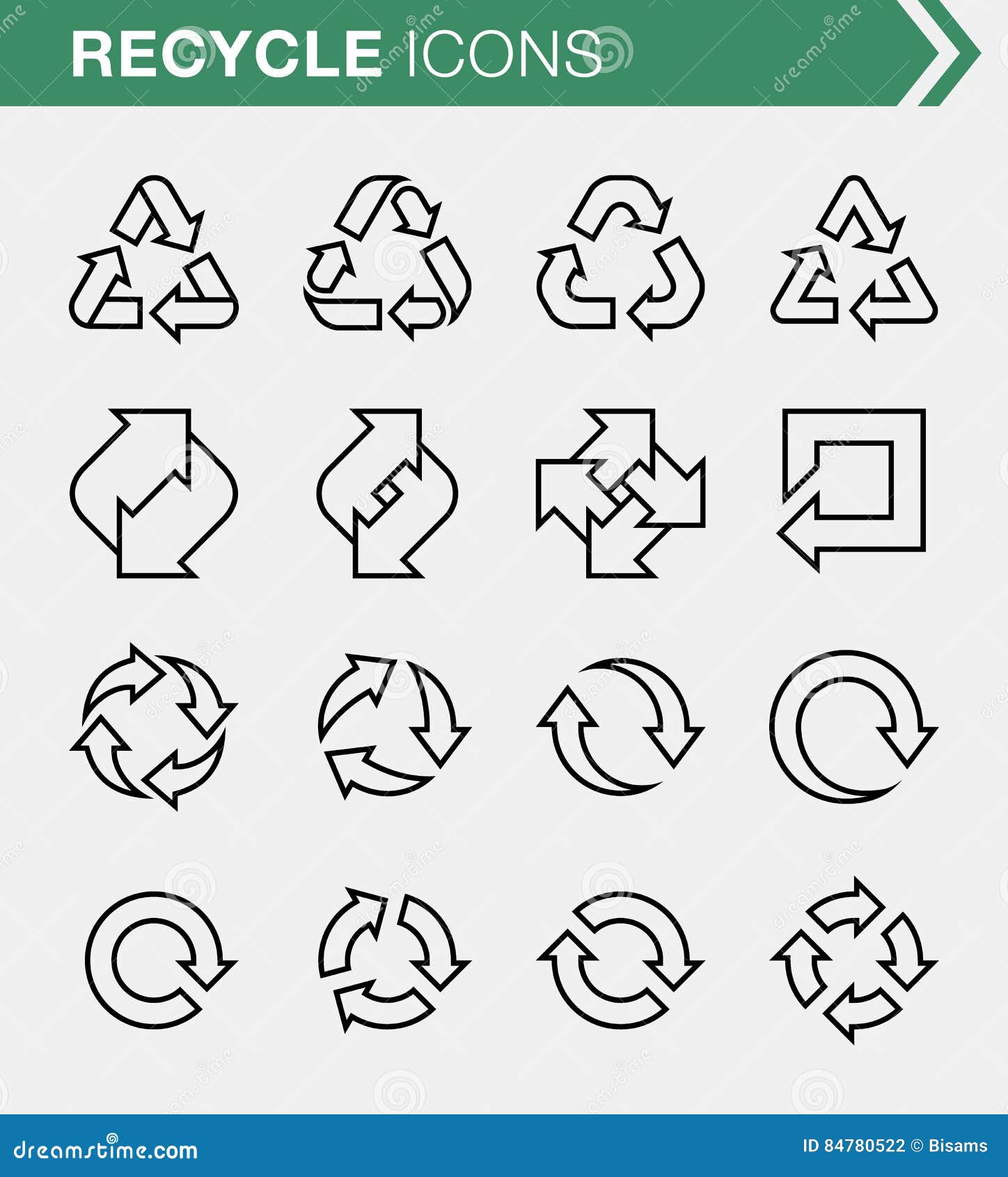 Set of Thin Line Recycle Icons. Stock Vector - Illustration of flat ...