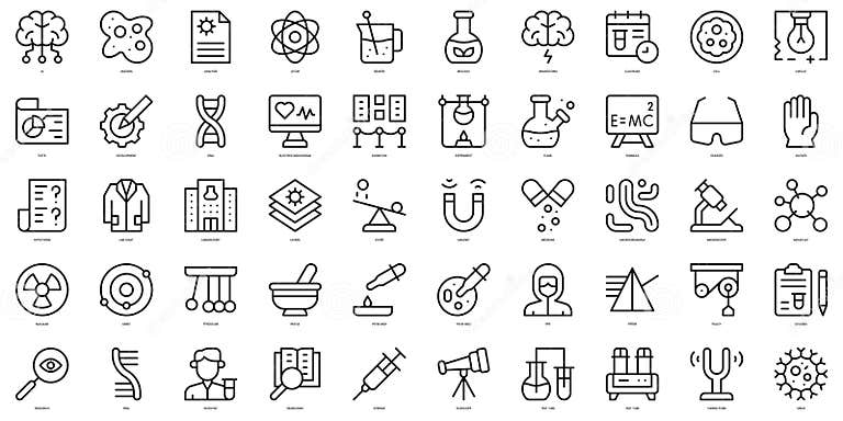 Set of Thin Line Science Research Icons. Vector Illustration Stock ...