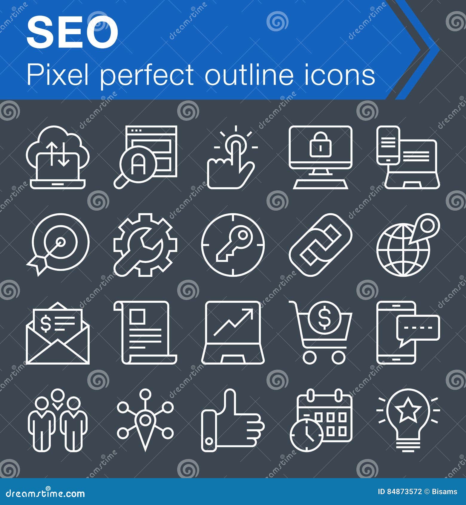 Set of Thin Line Search Engine Optimization Icons. Stock Vector ...