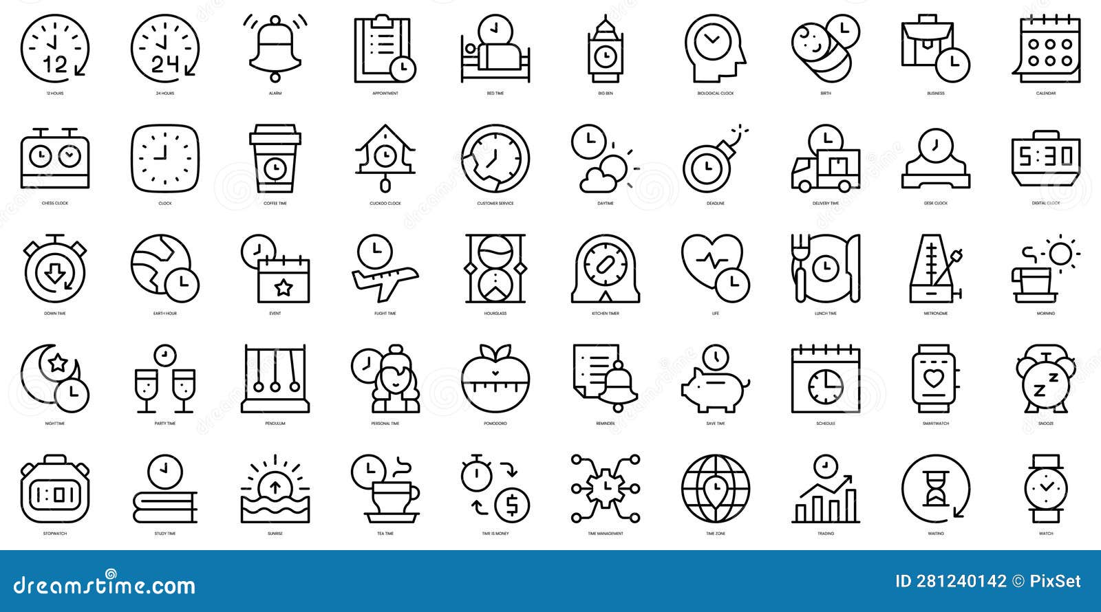 Set of Thin Line Time and Clock Icons. Vector Illustration Stock Vector ... Set of Thin Line Time and Clock Icons. Vector Illustration Stock Vector ...