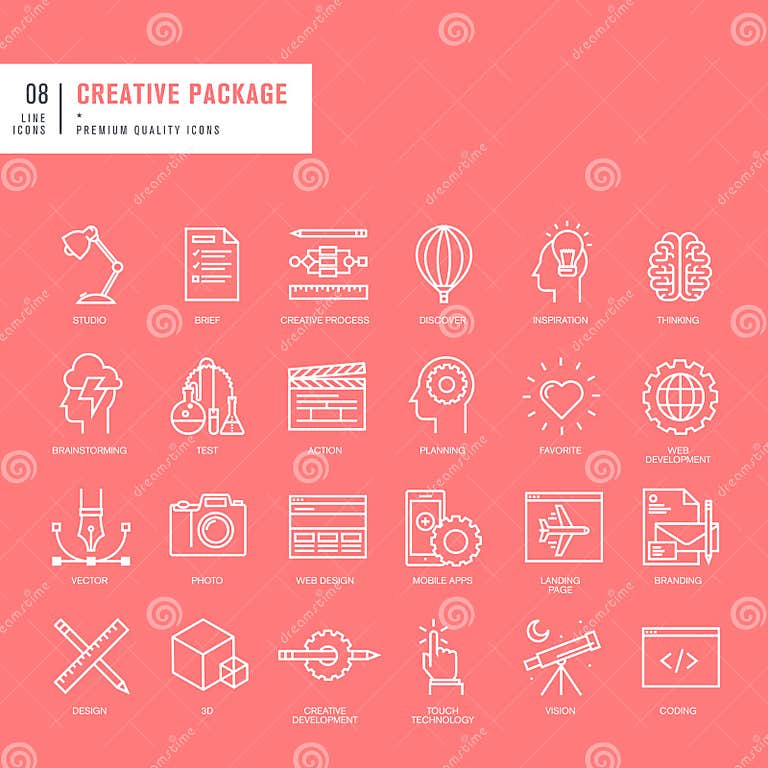 Set of Thin Lines Web Icons for Graphic and Web Design Stock Vector ...