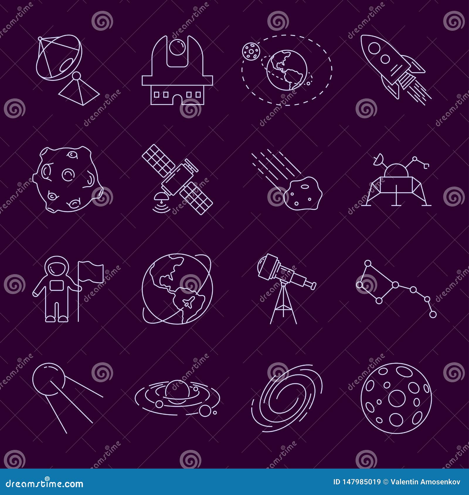 Set of Thin LineVector Astronomy and Space Icons. Spaceman, Astronaut ... Set of Thin LineVector Astronomy and Space Icons. Spaceman, Astronaut ...