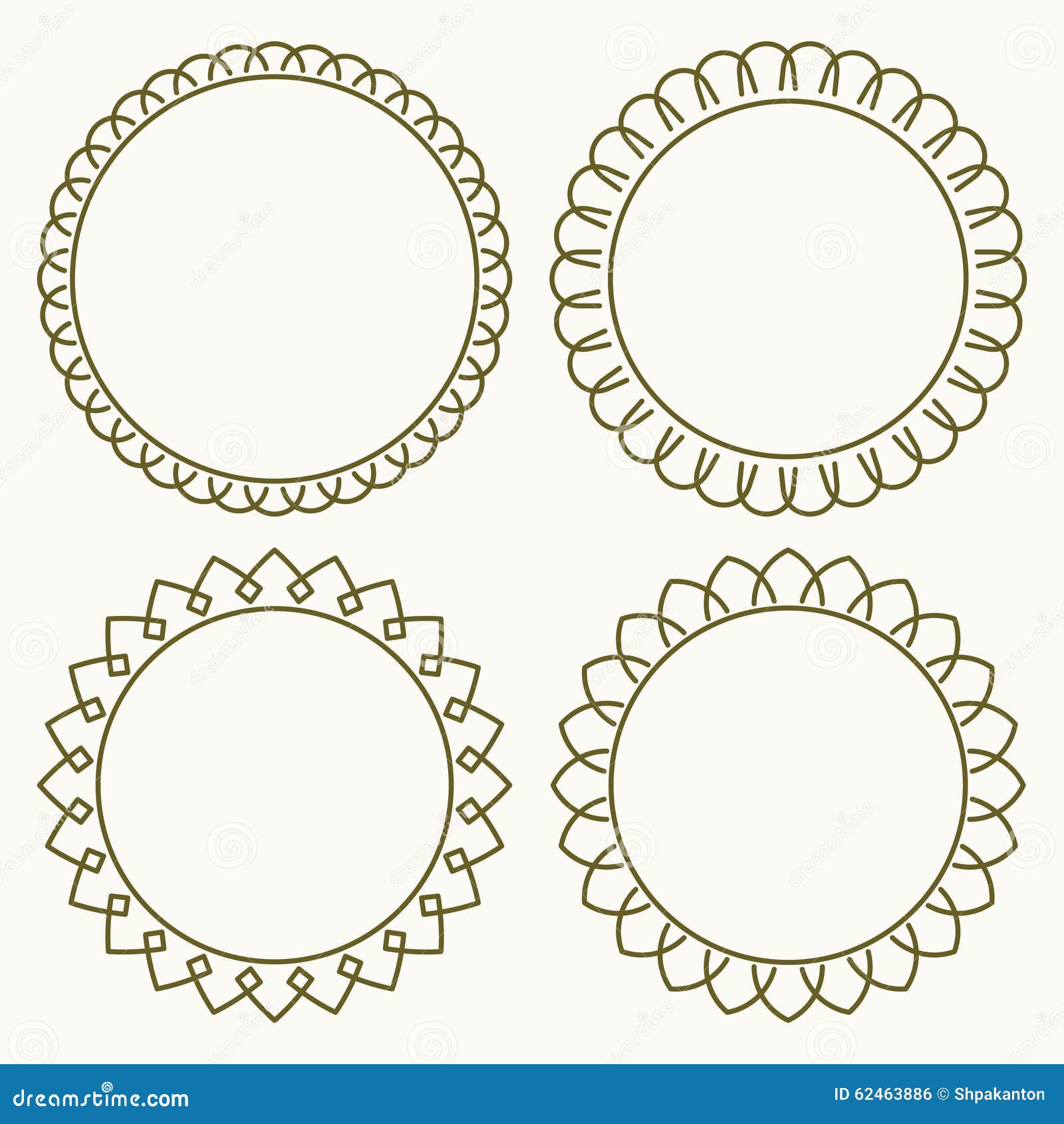 Set of 4 Thin Very Simple Stylish Round Decorative Frames in Mon Stock ...