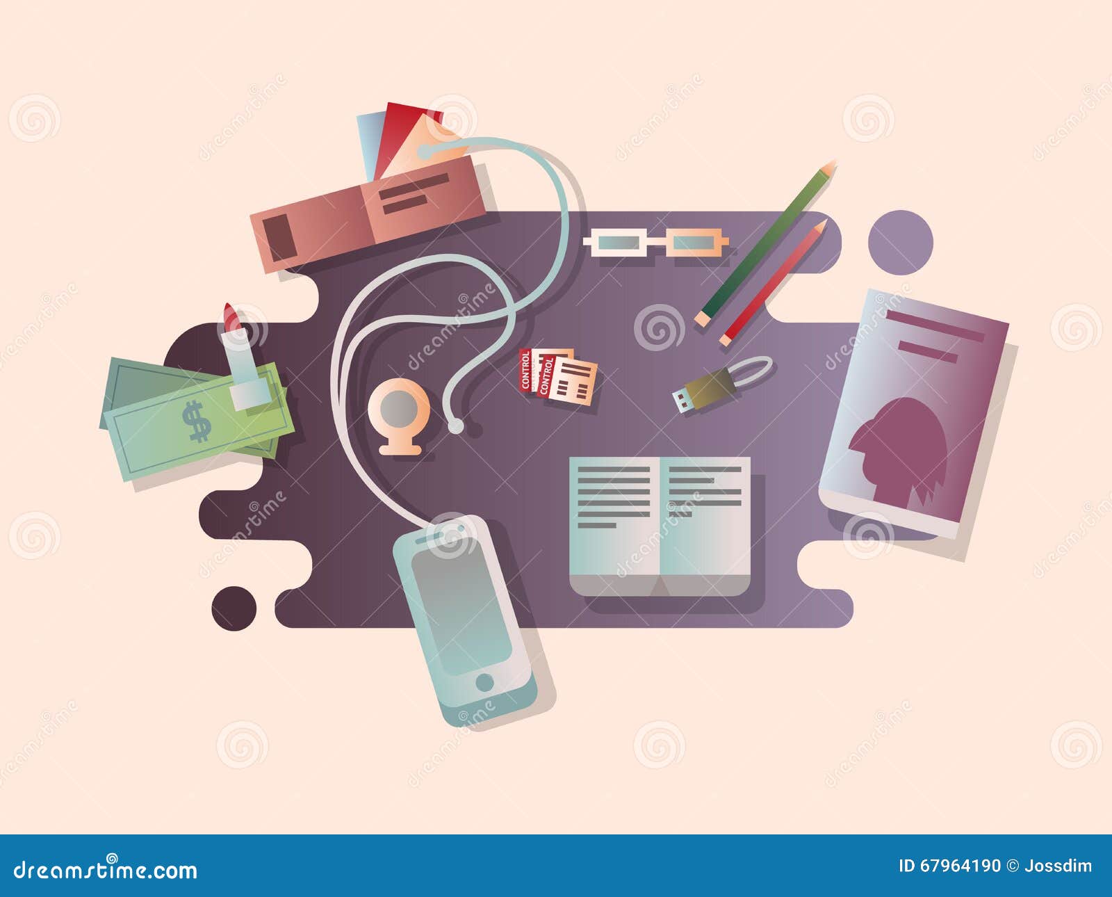 Set things on the table stock vector. Illustration of cord - 67964190