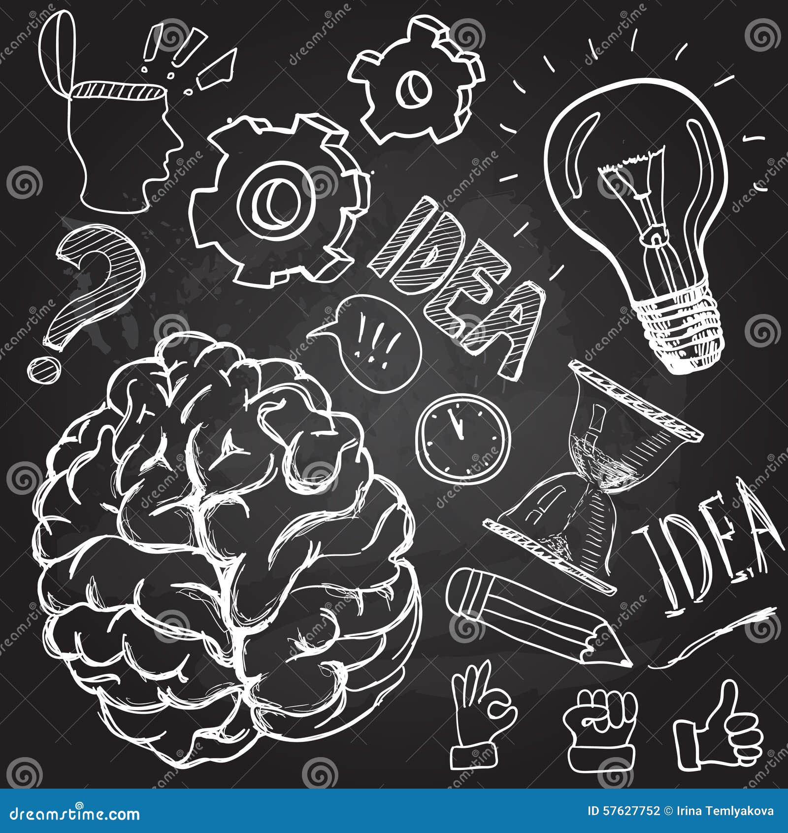 Set Of Thinking Doodles Elements Vector Illustration | CartoonDealer ...