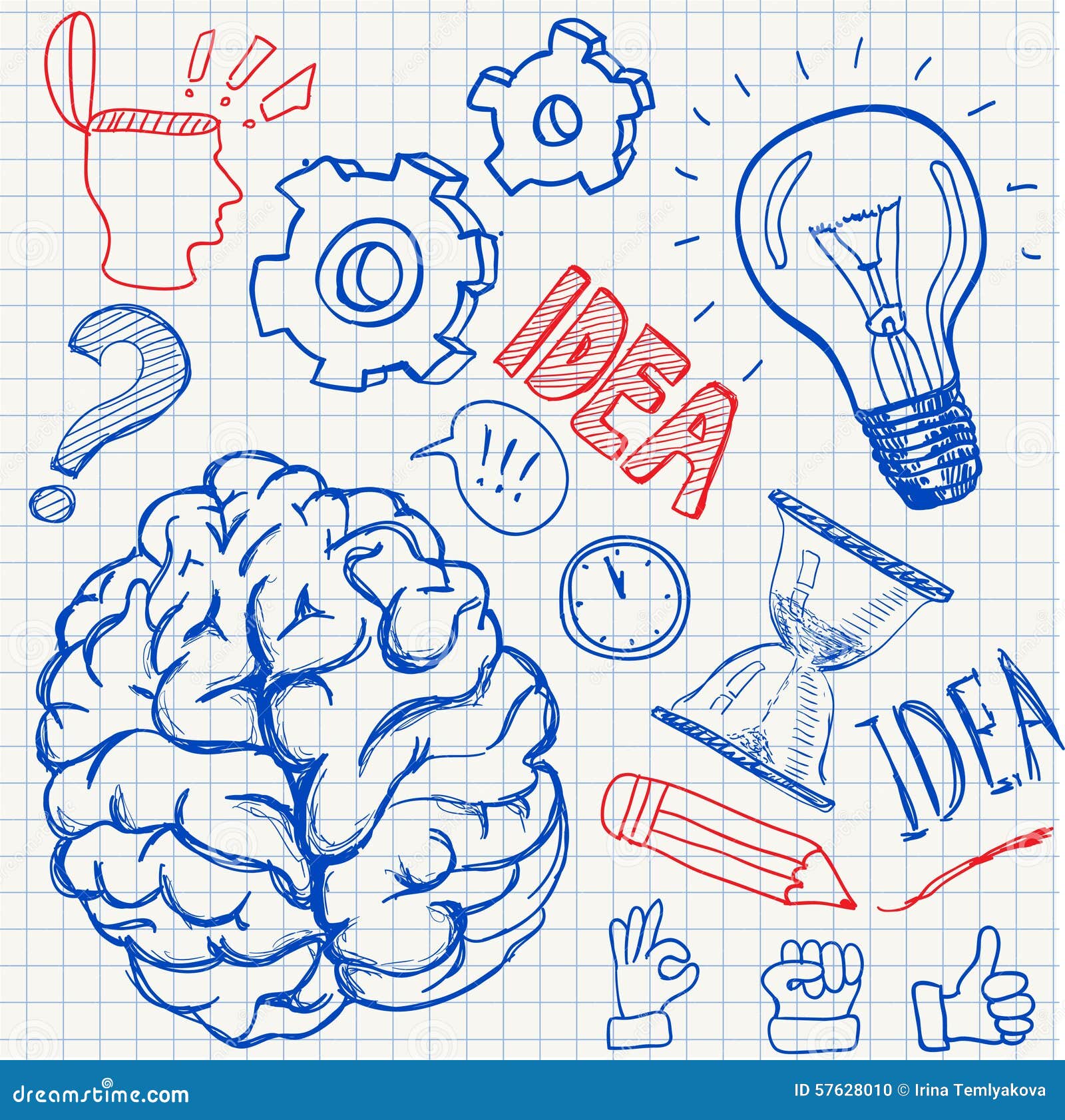 Set of Thinking Doodles Elements Stock Vector - Illustration of hand ...