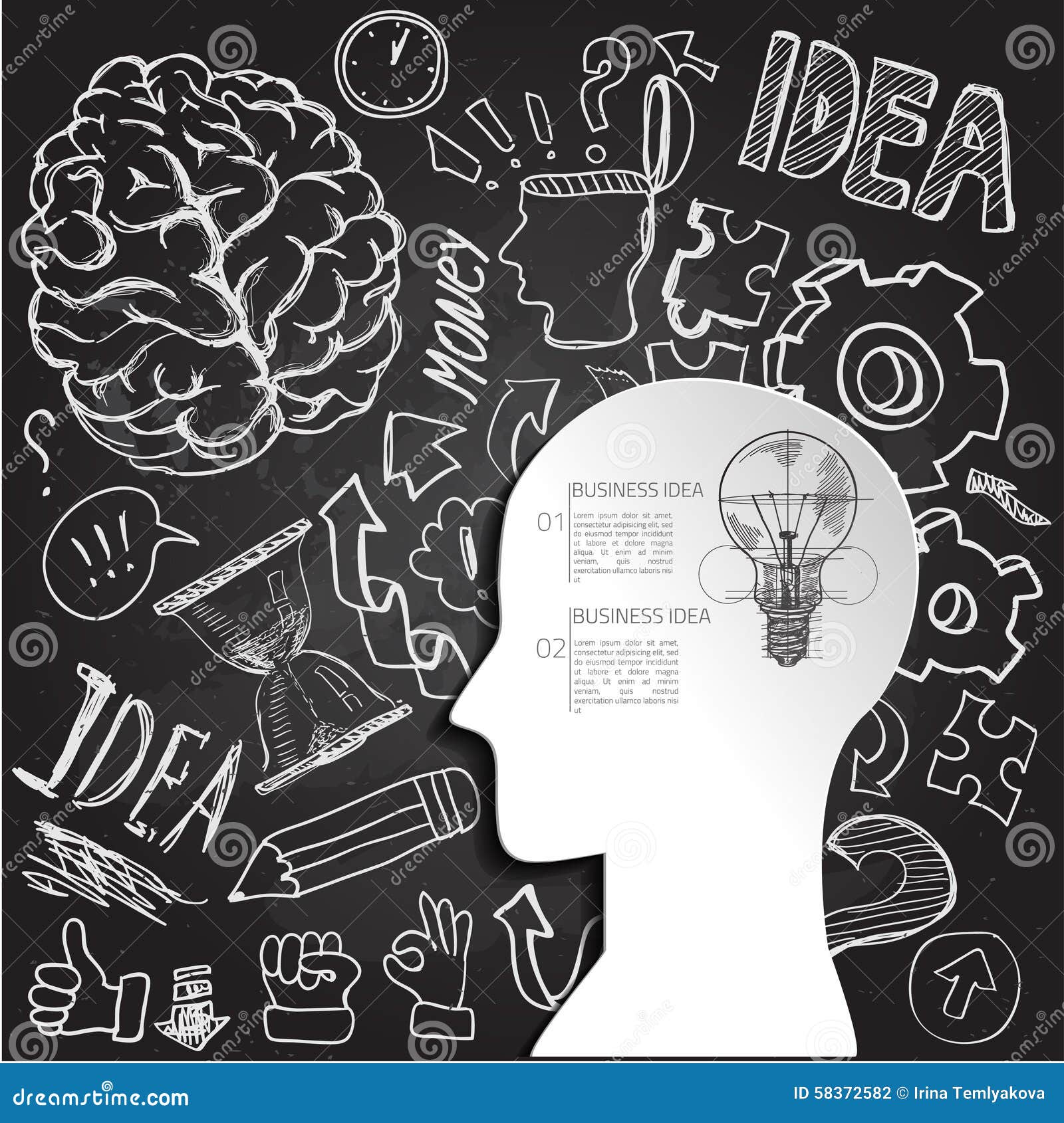 Set of Thinking Doodles Elements Stock Vector - Illustration of puzzle ...