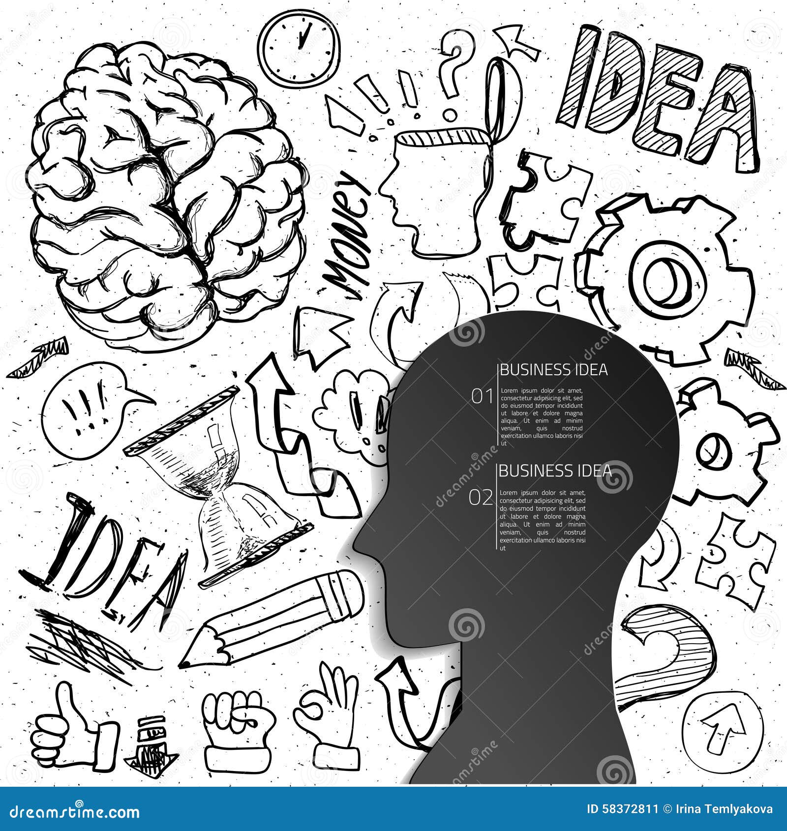 Set Of Thinking Doodles Elements Vector Illustration | CartoonDealer ...