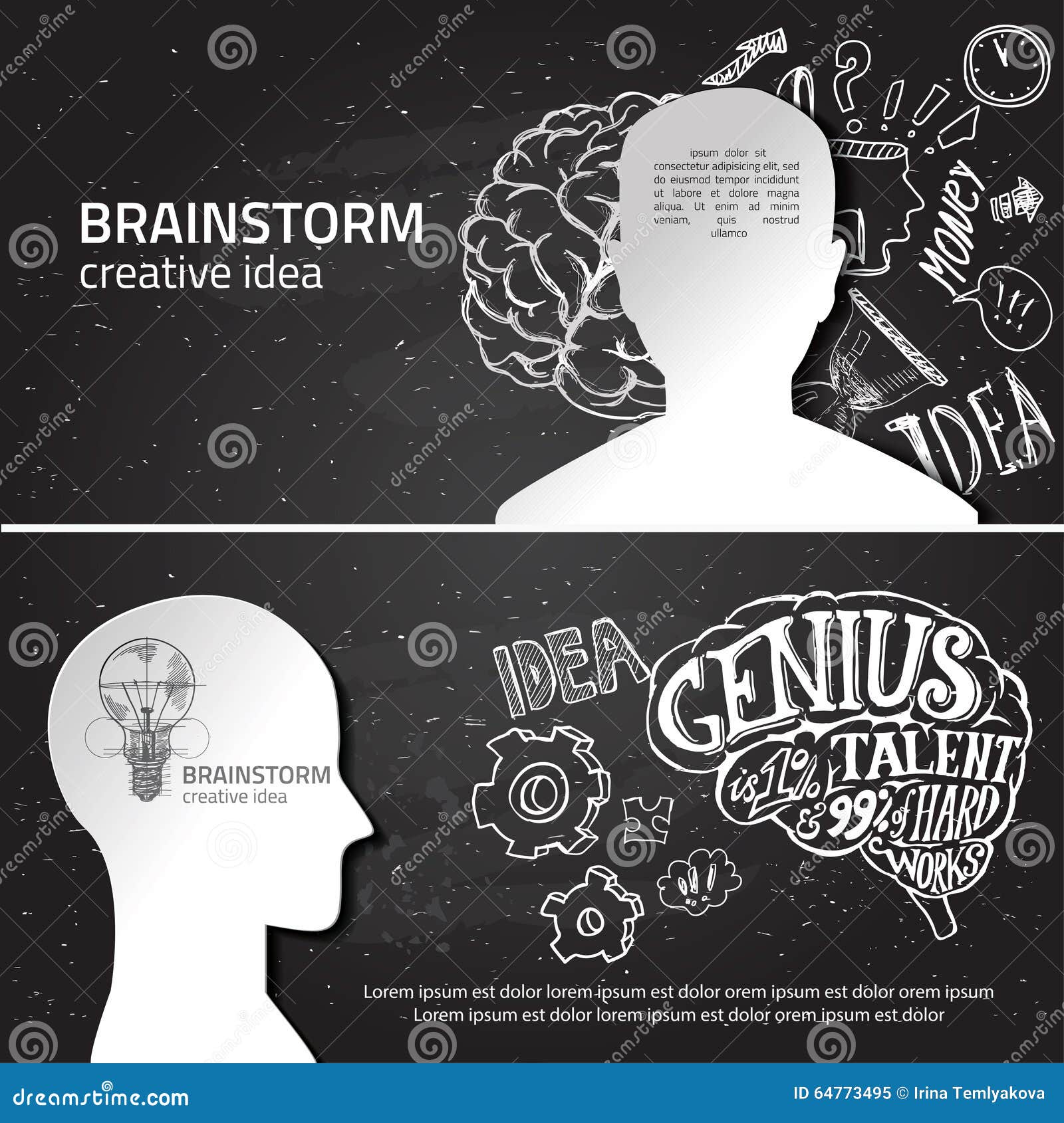 Set of Thinking Doodles Elements Stock Vector - Illustration of gear ...