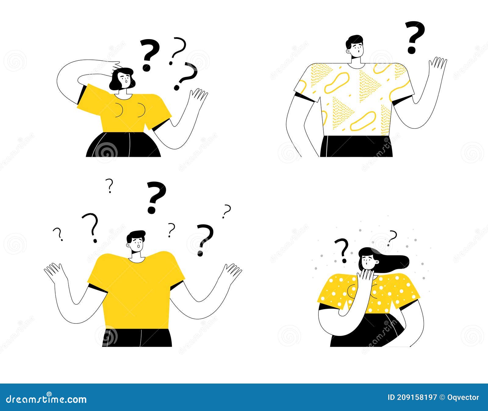 Set of Thinking People. Men and Women Think and Ask Questions Stock ...